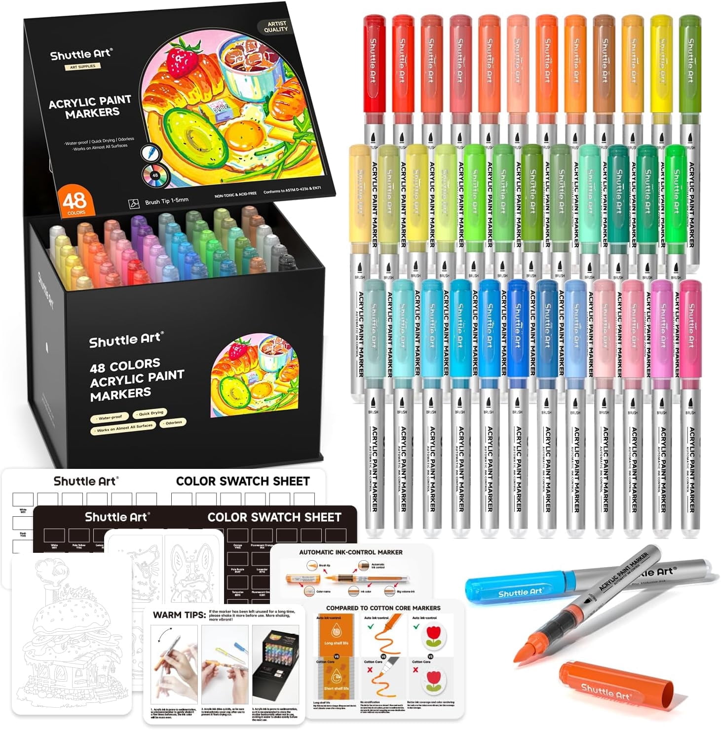 Free Shipping! Shuttle Art Automatic Ink Control Acrylic Paint Markers ...