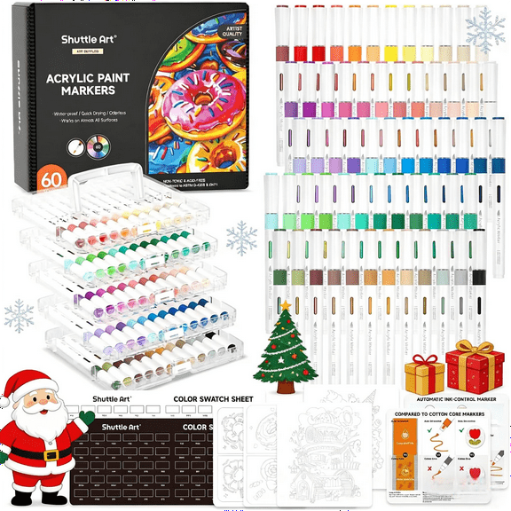 ZHANQUNE Acrylic Marker Pens, 12 to 60 Colors Soft Brush Nib Art ...