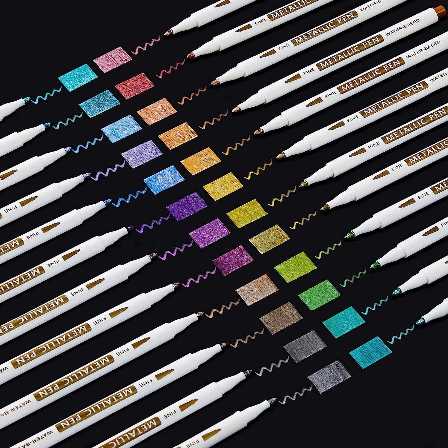 Shuttle Art Metallic Marker Pens, 30 Colors Metallic Paint Markers with ...