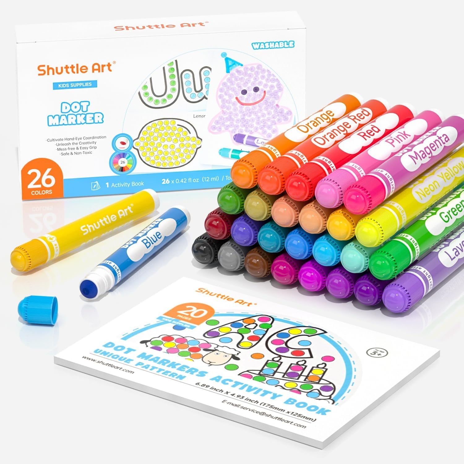 Shuttle Art Washable Dot Markers 26 Bright Colors with Free Activity ...