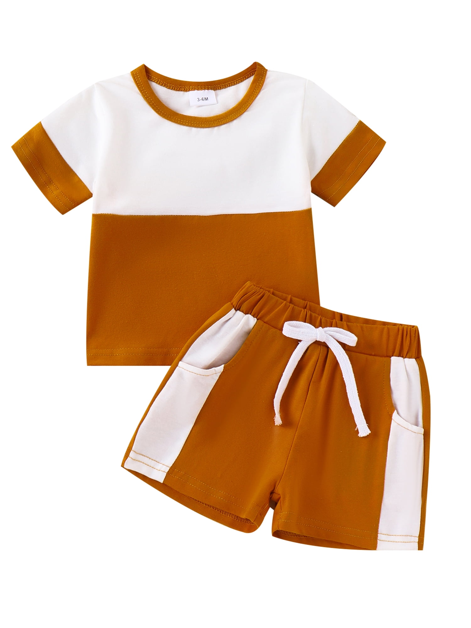 Shuttle tree Baby Boy Summer Outfits Color Block T Shirts Tops with ...