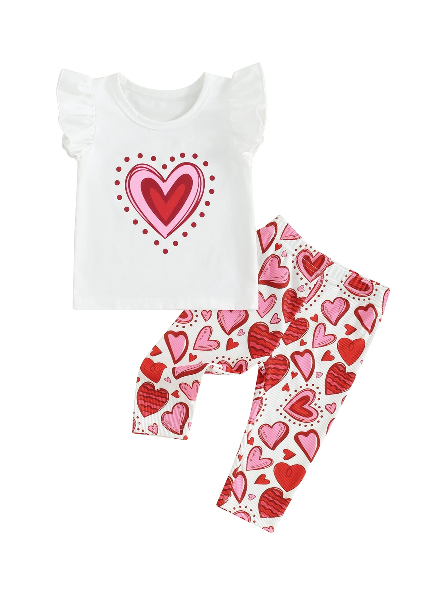Shuttle tree Baby Girl 2Pcs Spring Outfits Short Sleeve T-Shirt + Cow Print Flare Pants Set ...