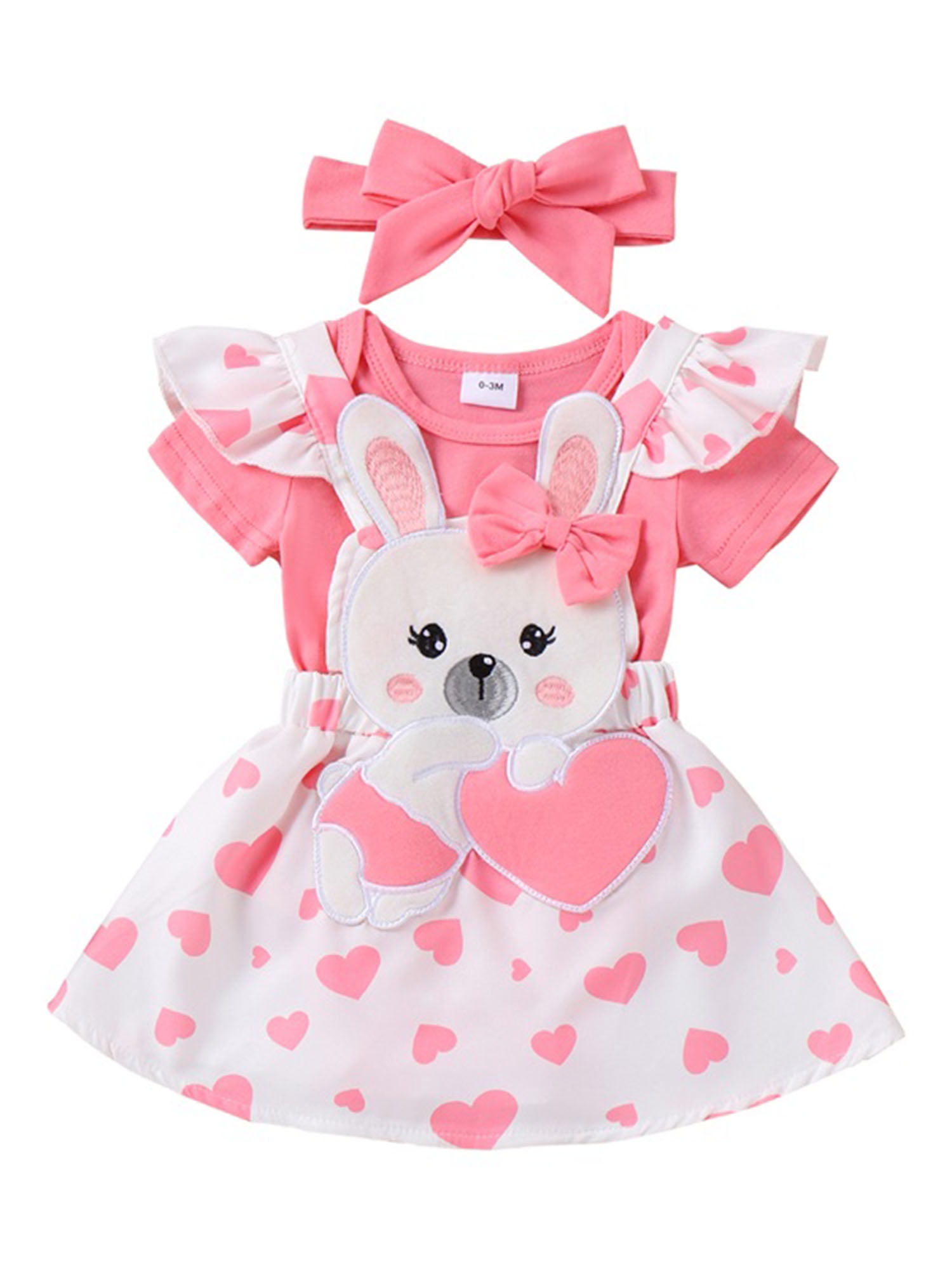Shuttle tree Baby Girl 3 Piece Easter Set Short Sleeve Romper + Rabbit ...