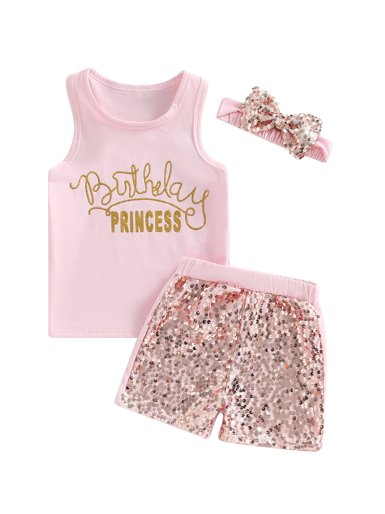Shuttle tree Baby Girl 3Pcs Birthday Outfits, Sleeveless Tank Tops ...