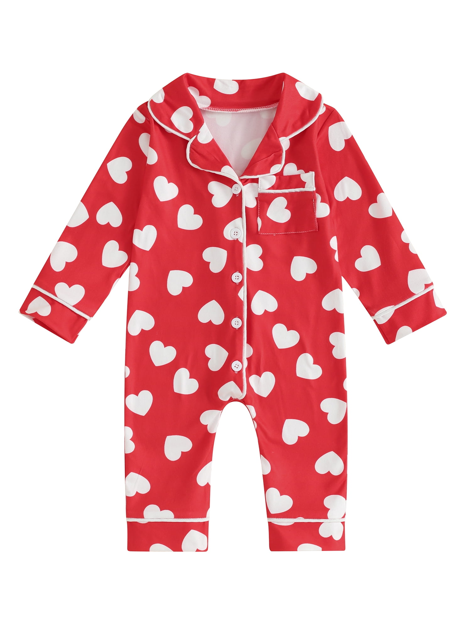 Shuttle tree Baby Girl Boy Pajamas Button-Up Romper One-Piece Pajamas Valentines Day Pjs Newborn ...