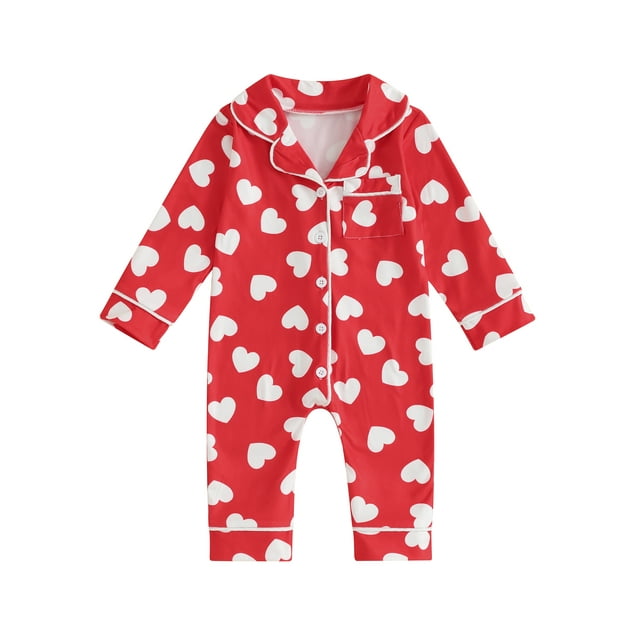 Shuttle tree Baby Girl Boy Pajamas Button-Up Romper One-Piece Pajamas Valentines Day Pjs Newborn ...