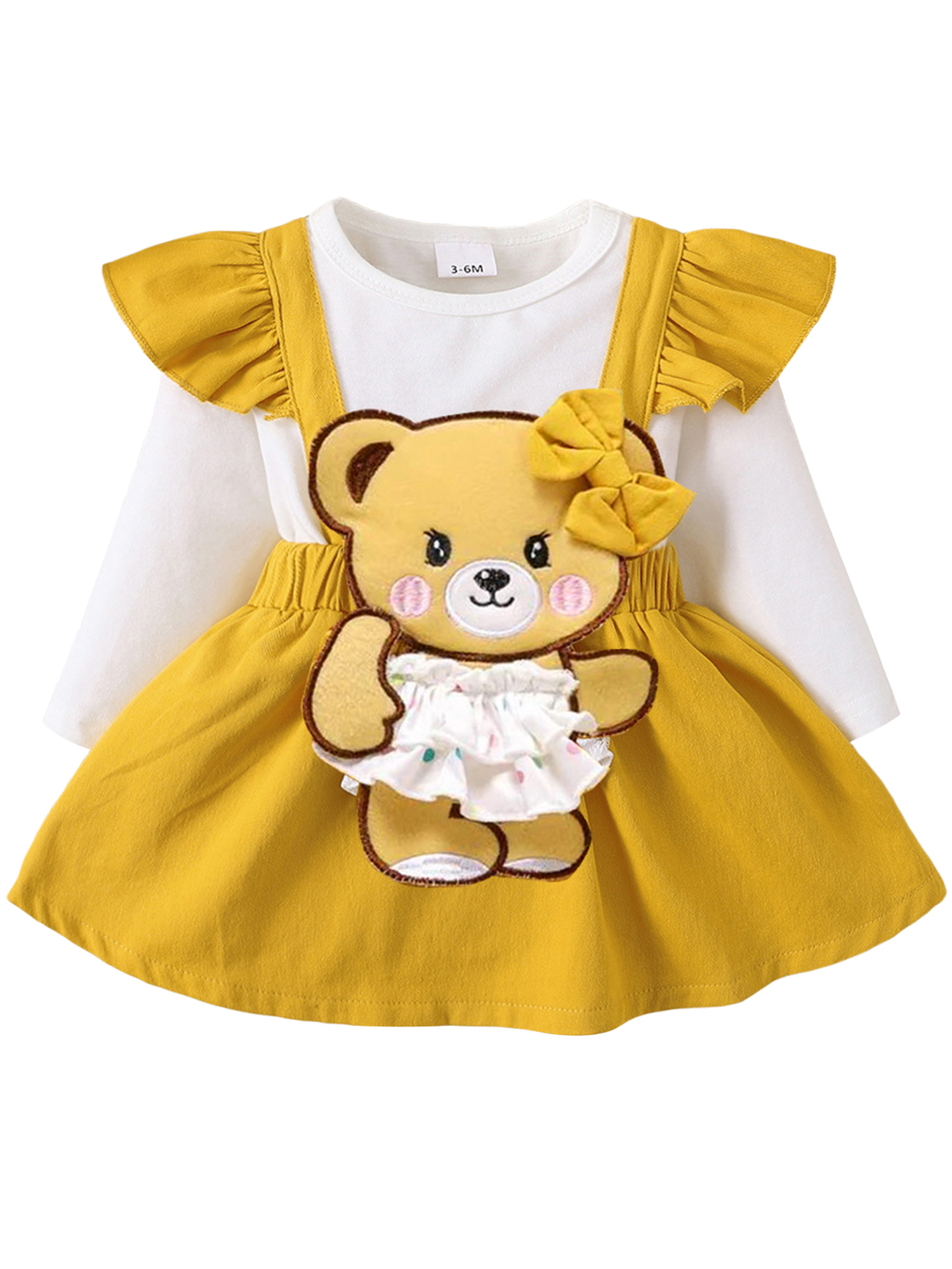 Shuttle tree Baby Girl Dress Infant Girls Long Sleeve Cartoon Bear Casual Fall Spring A Line ...