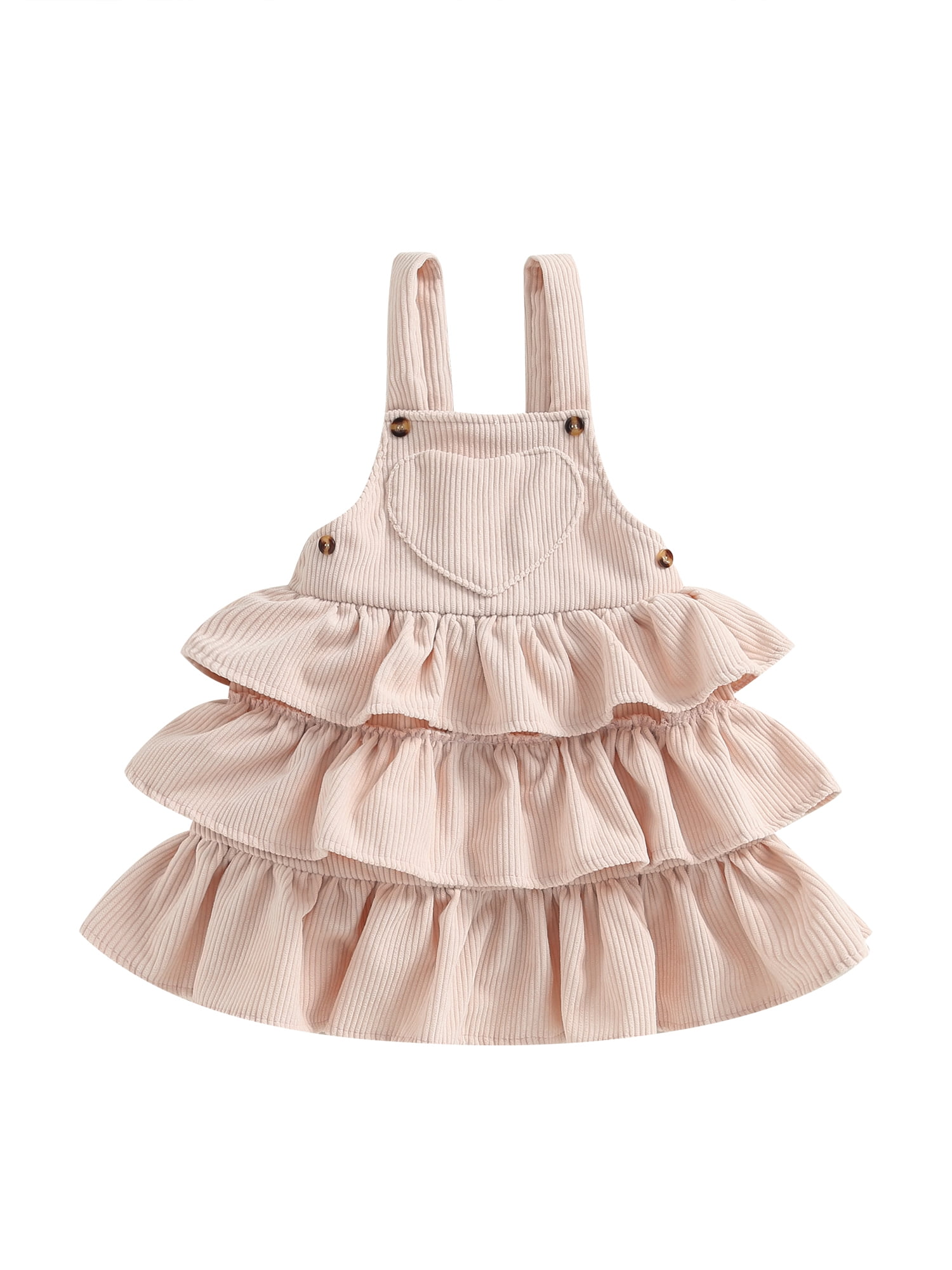 Shuttle tree Baby Girl Dress Suspender Dresses Ruffle Corduroy ...