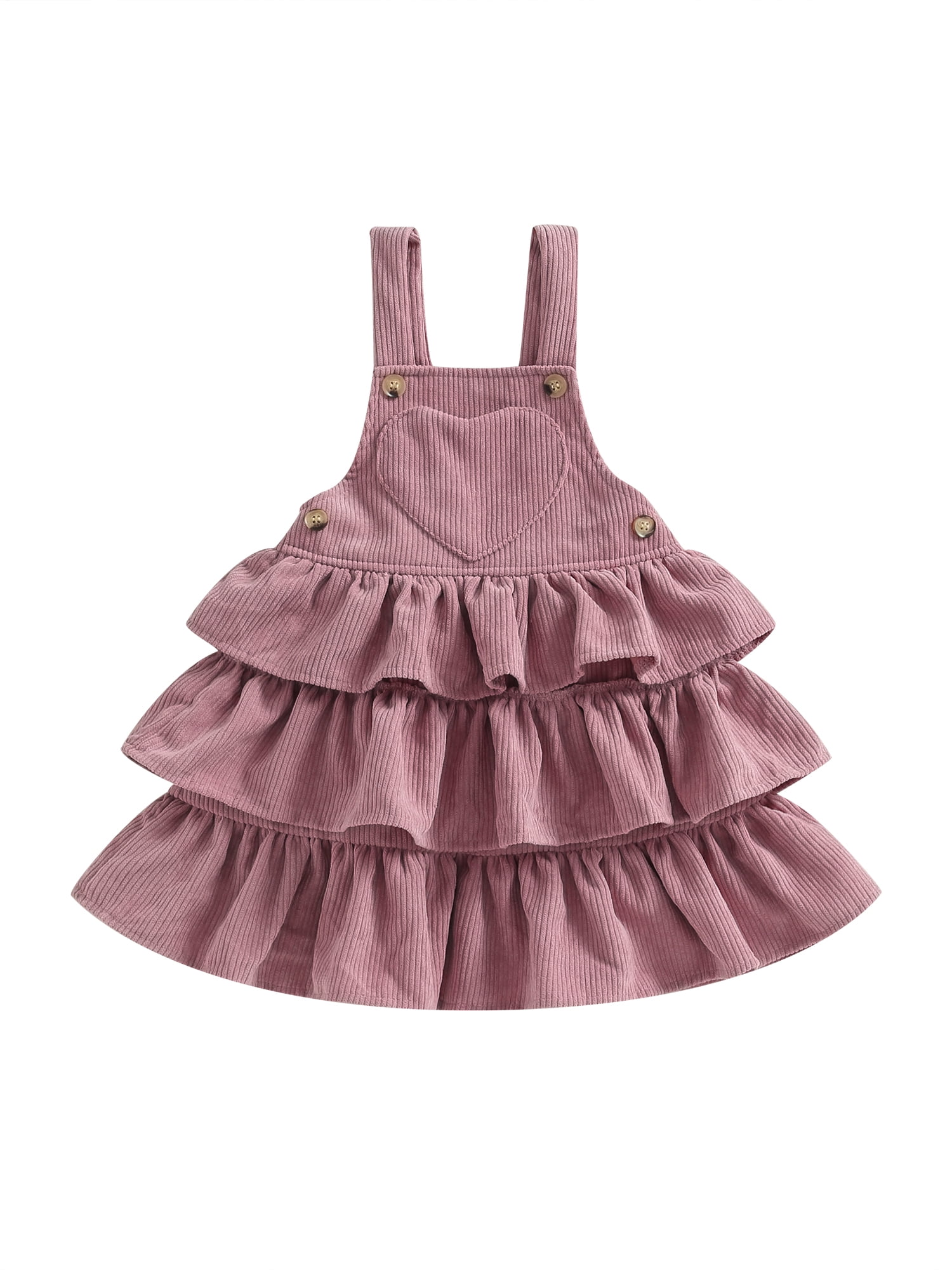 Shuttle tree Baby Girl Dress Suspender Dresses Ruffle Corduroy ...