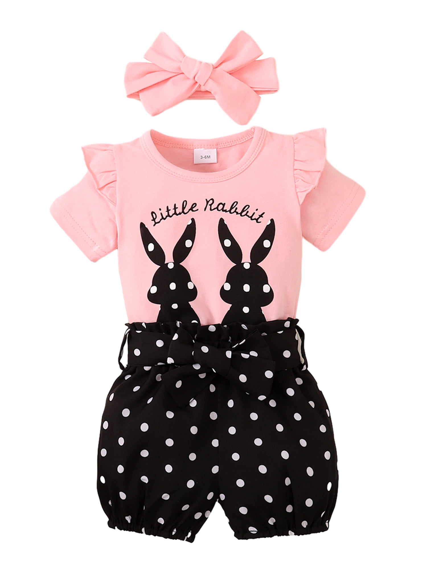 Shuttle tree Baby Girl Easter Clothes Infant Summer Outfits Set Short Sleeve T Shirts Tops and ...