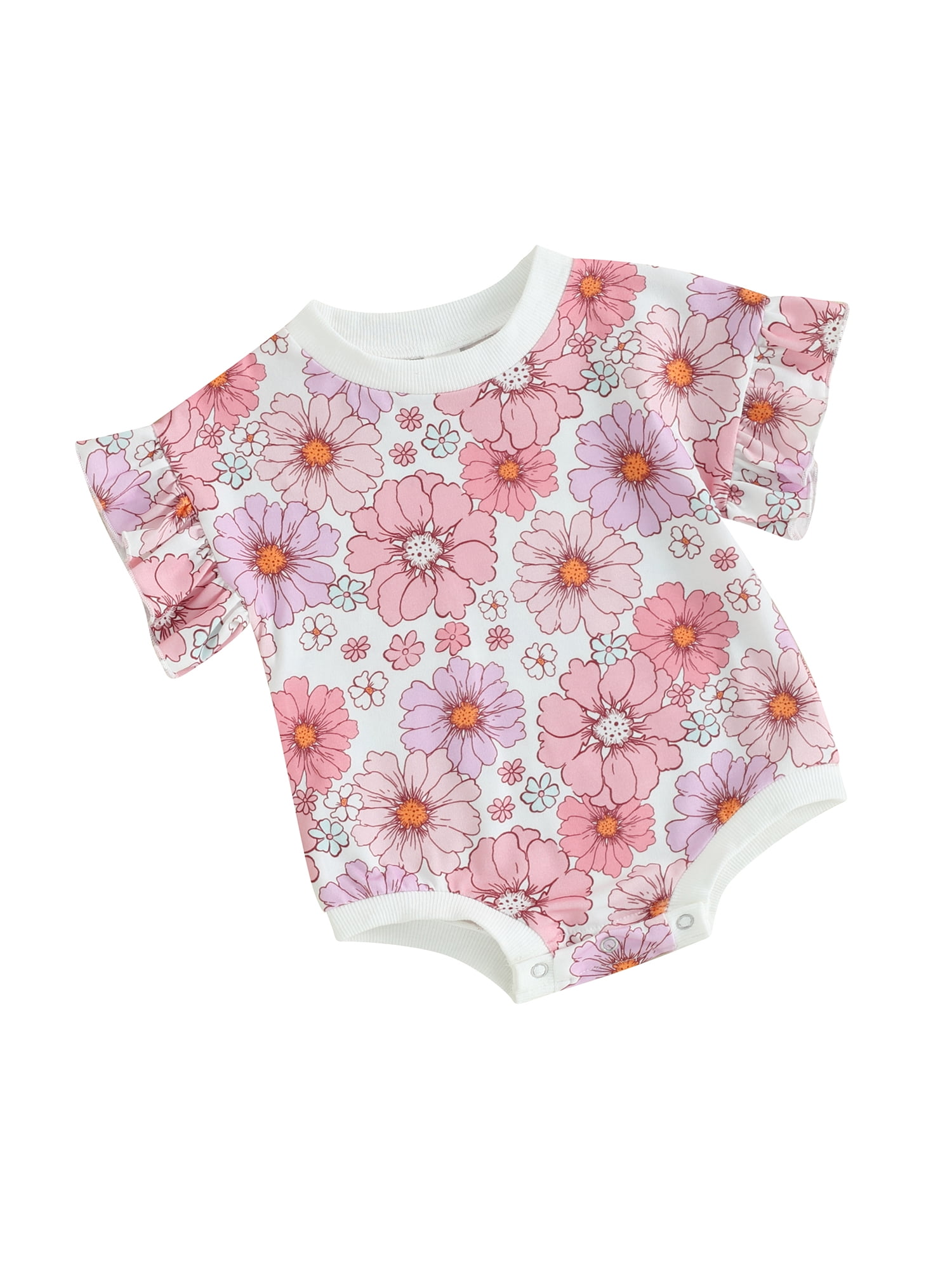 Shuttle tree Baby Girl Romper Cute Floral Bodysuit Short Sleeve Infant Summer Clothes - Walmart.com