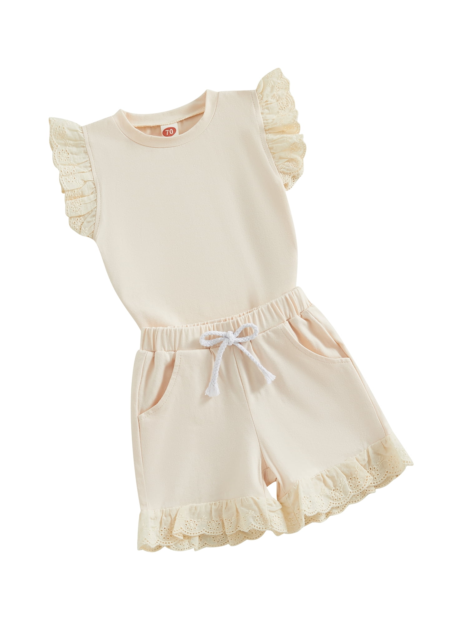 Shuttle tree Baby Girl Summer Clothes Flying Sleeve Round Neck T-Shirt ...