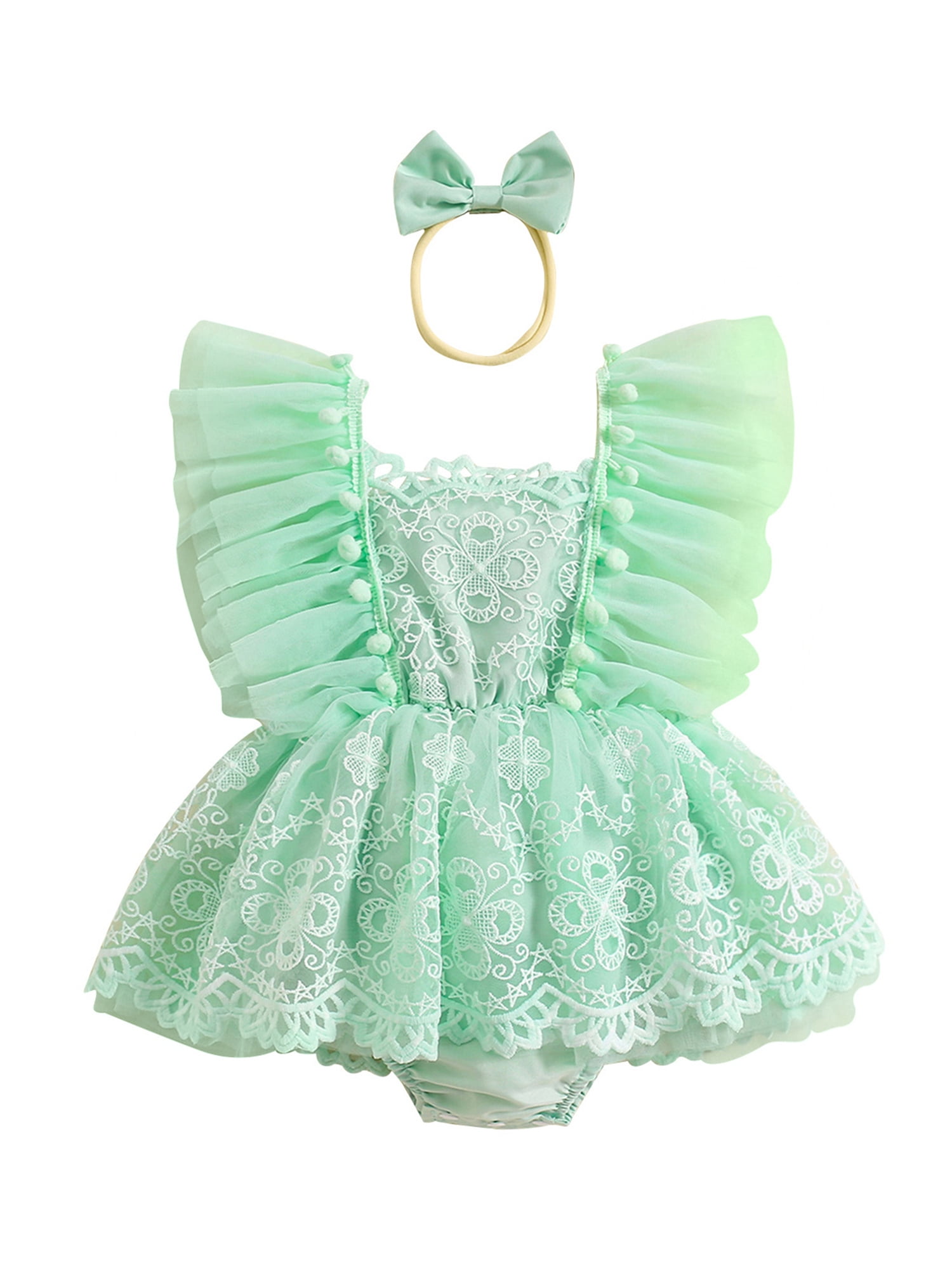 Shuttle tree Baby Girl Summer Clothes Outfits Lace Ruffle Sleeve Romper Dress Infant Outfit ...