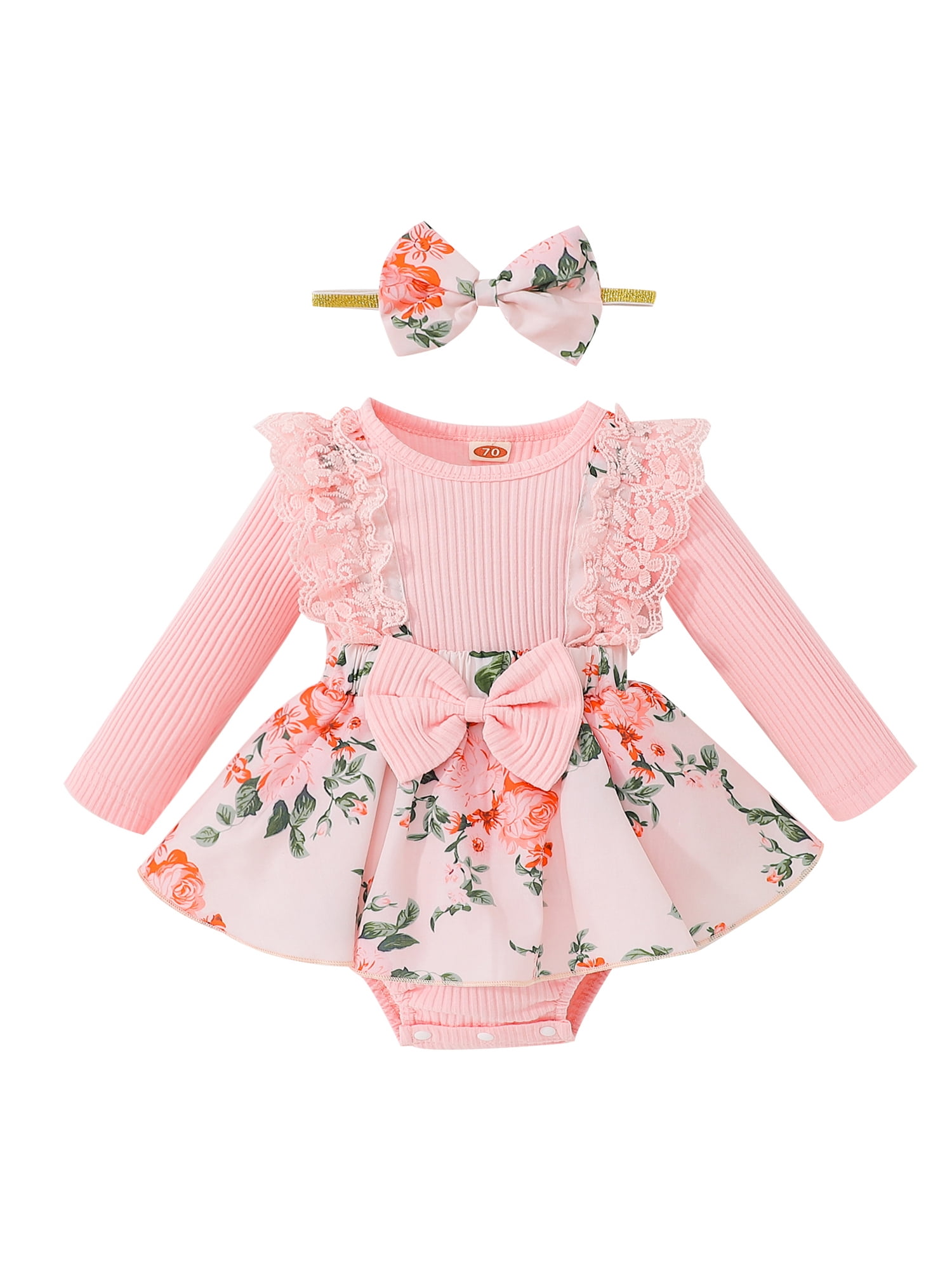 Shuttle tree Baby Girl Summer Clothes Outfits Long Sleeve Lace Floral Romper Dress Newborn ...