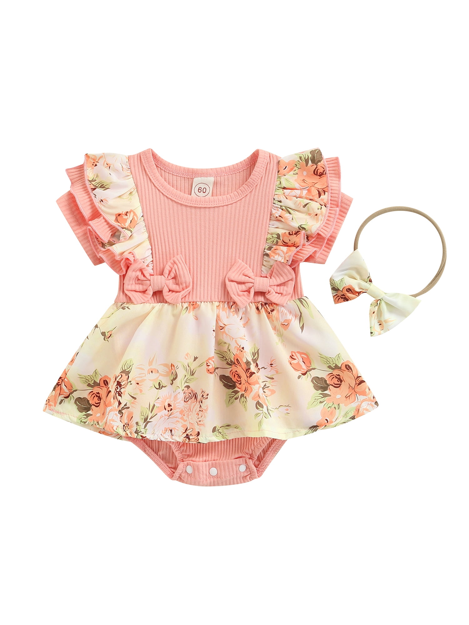 Shuttle tree Baby Girl Summer Clothes Outfits Short Sleeve Floral Romper Dress Newborn Outfit ...