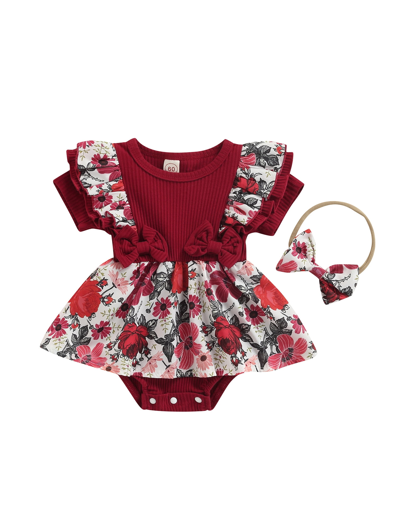 Shuttle tree Baby Girl Summer Clothes Outfits Short Sleeve Floral Romper Dress Newborn Outfit ...