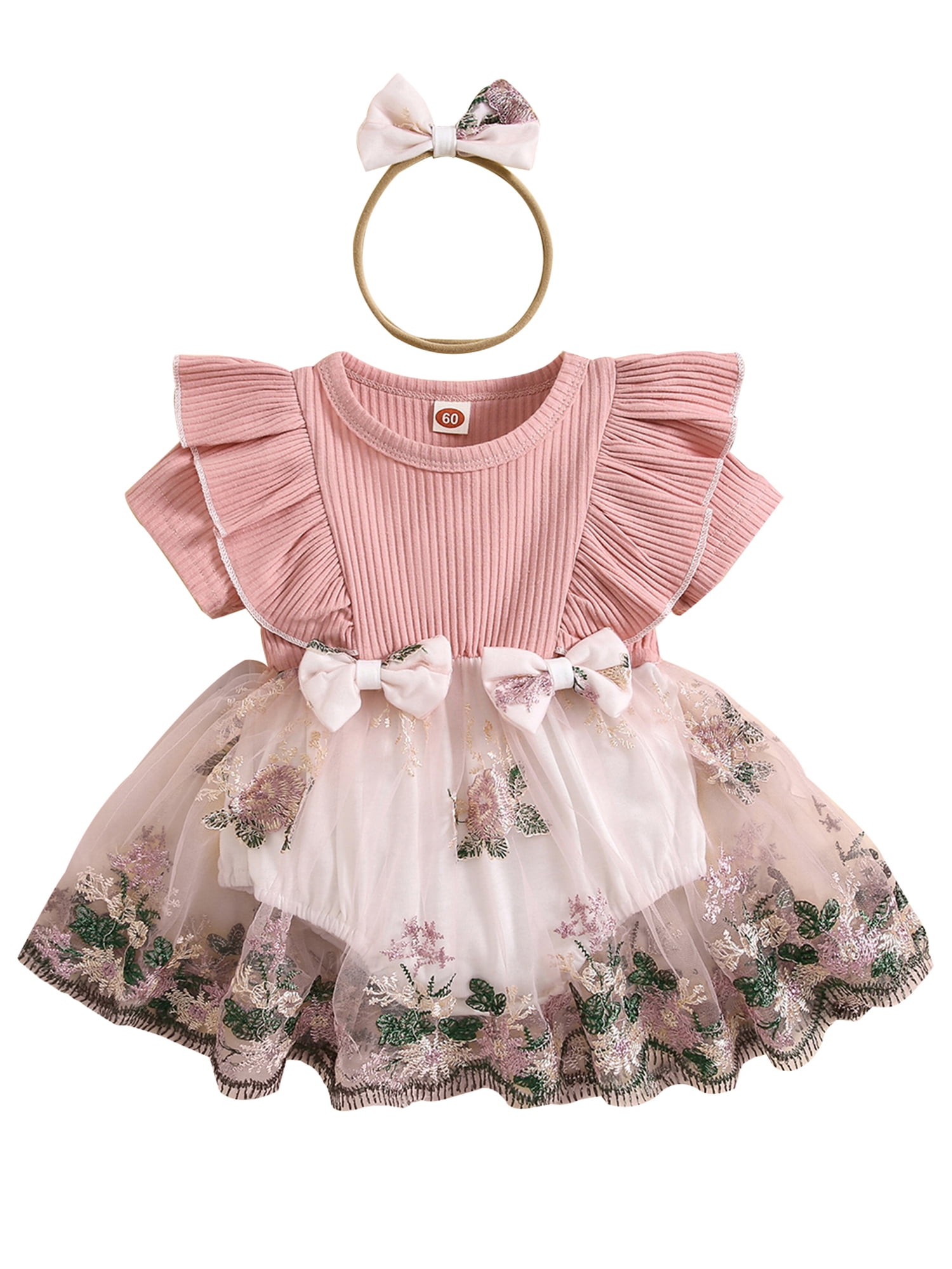 Shuttle tree Baby Girl Summer Clothes Outfits Short Sleeve Lace Floral Romper Dress Newborn ...