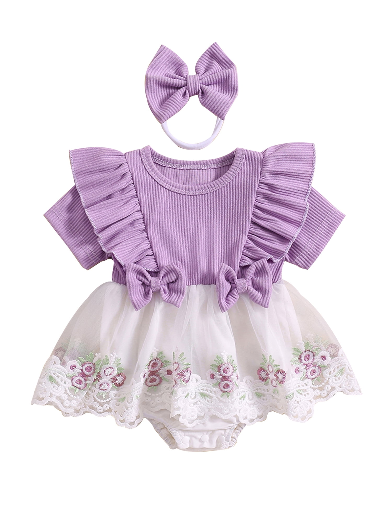 Shuttle tree Baby Girl Summer Clothes Outfits Sleeveless Lace Floral Romper Dress Newborn Outfit ...