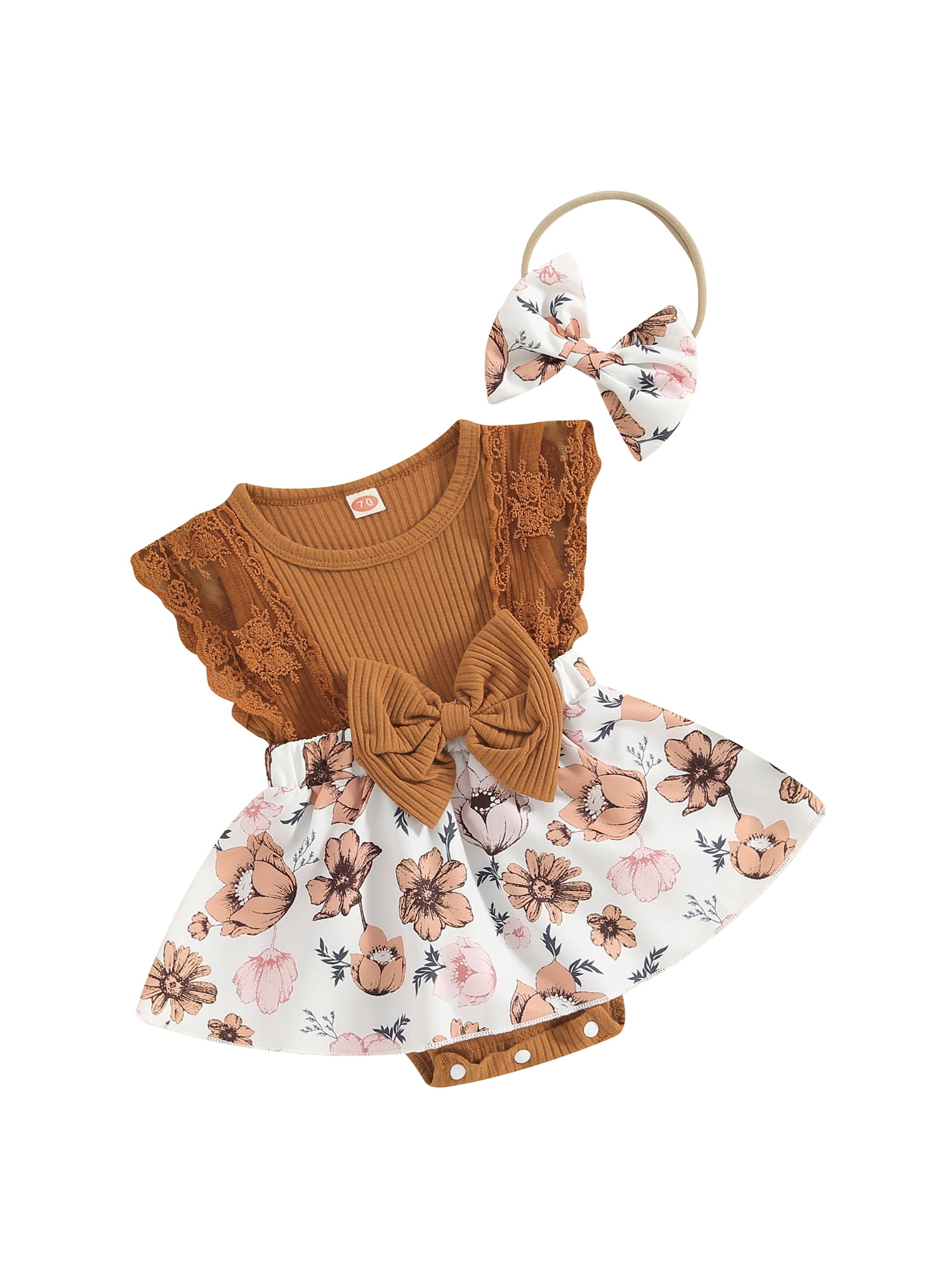 Shuttle tree Baby Girl Summer Clothes Outfits Sleeveless Lace Floral Romper Dress Newborn Outfit ...