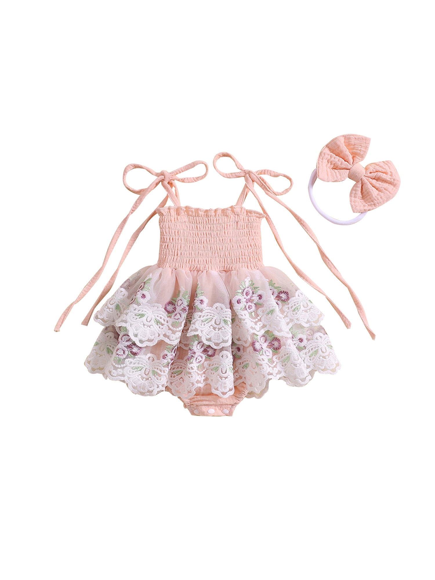 Shuttle tree Baby Girl Summer Clothes Outfits Sleeveless Tulle Floral Ruffle Romper Dress ...