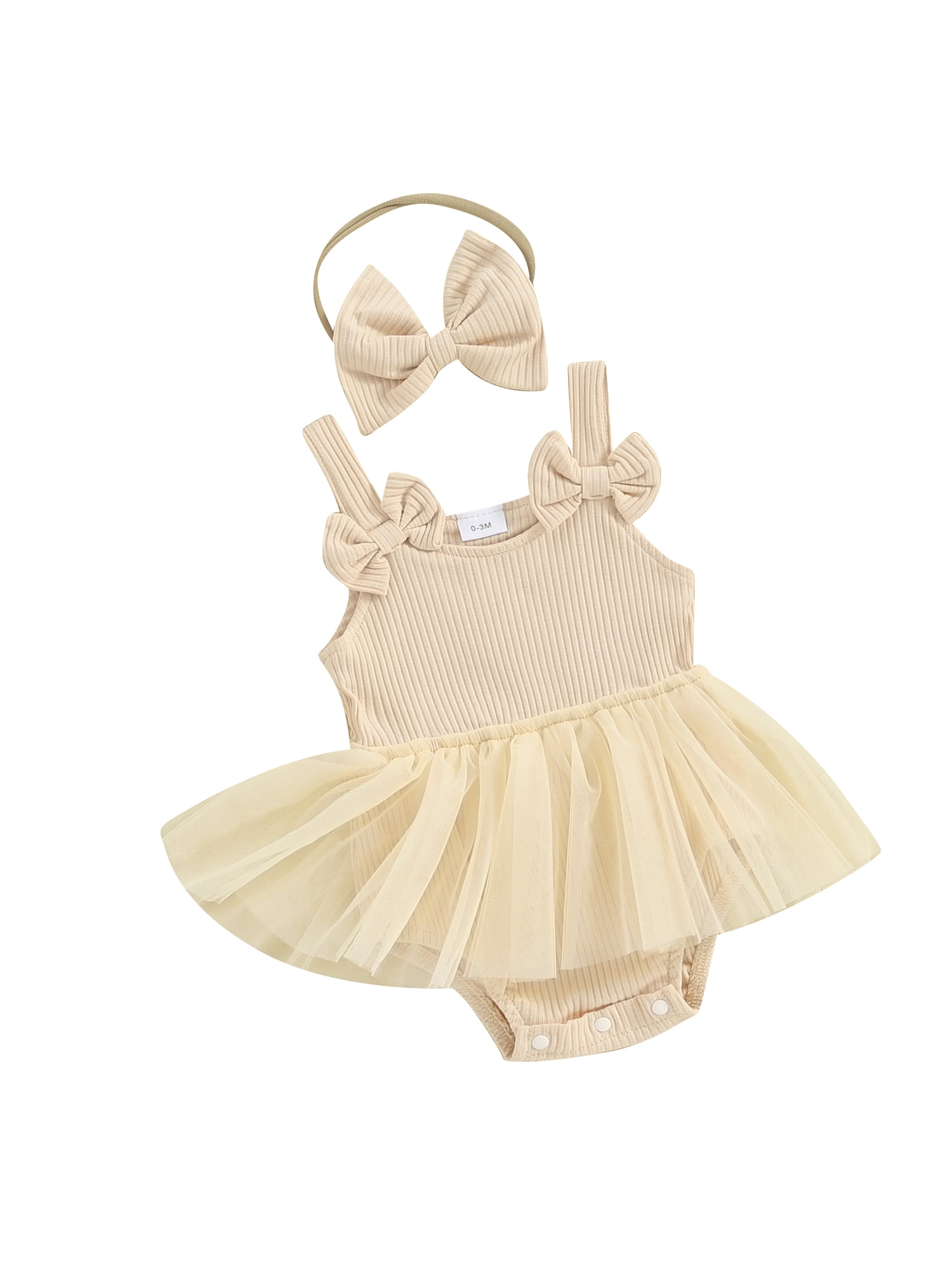 Shuttle tree Baby Girl Summer Clothes Sleeveless Ribbed Ruffle Tutu Romper Dress with Headband ...
