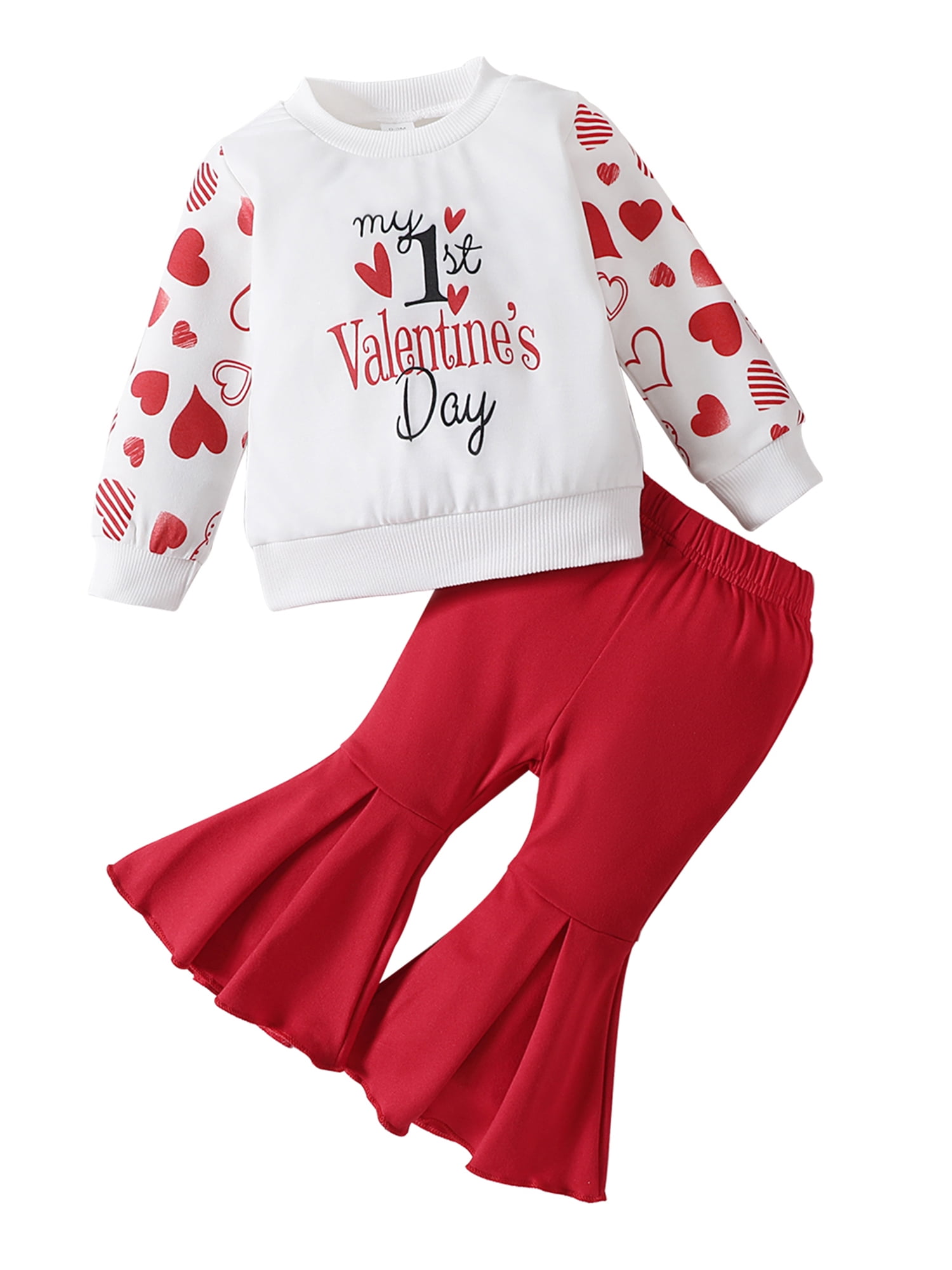 Shuttle tree Baby Girl Valentine's Day Clothes LetterHeart Print Long Sleeve Sweatshirt with ...