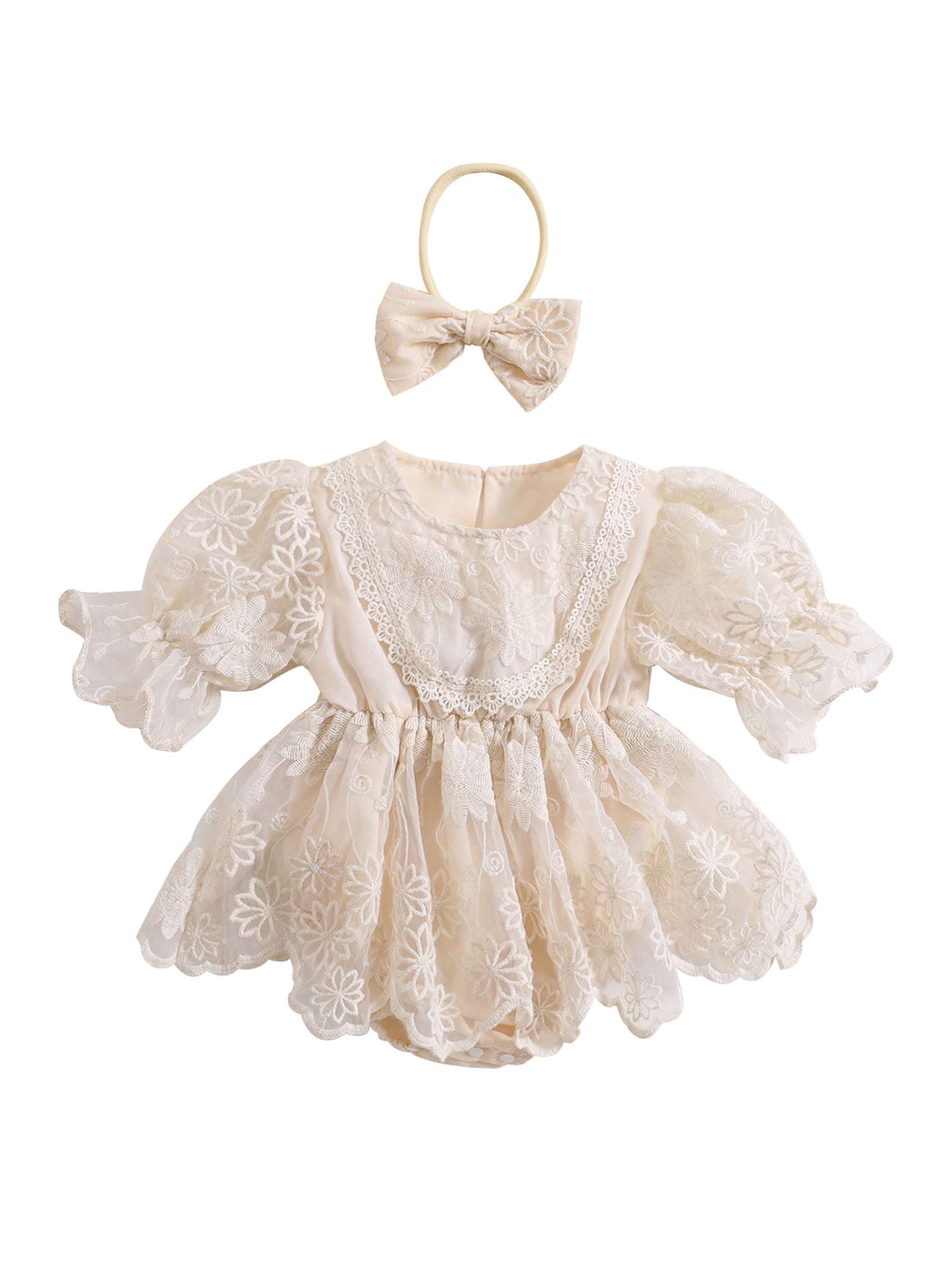 Shuttle tree Baby Girl's Floral Ruffles Romper Dress Summer Clothes Outfits with Headband ...