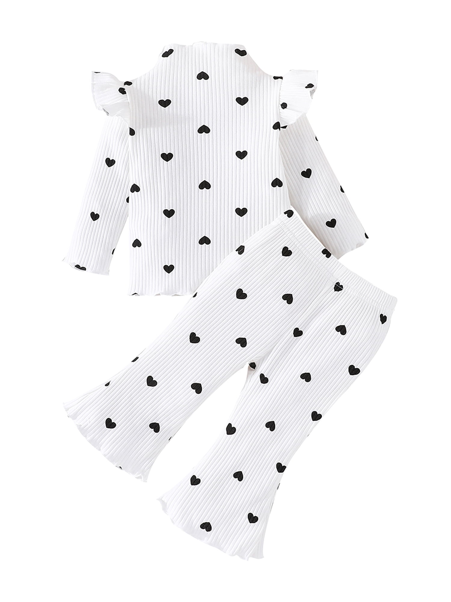 Shuttle tree Baby Girl's Rib Frill Long Sleeve Romper and Pant Set Outfits Clothes - Walmart.com