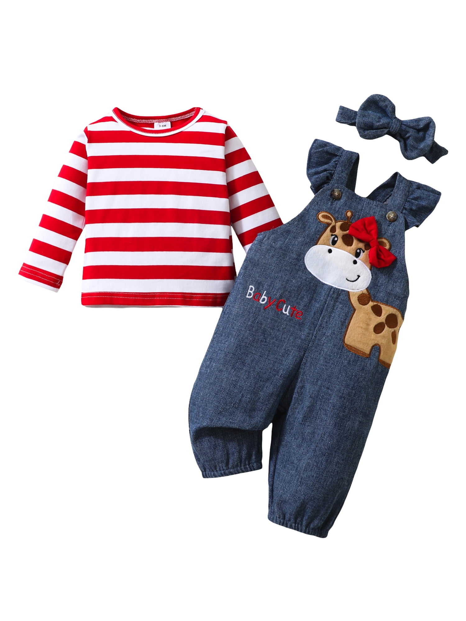 Shuttle tree Baby Girls Outfit Long Sleeve Striped T-shirt with ...