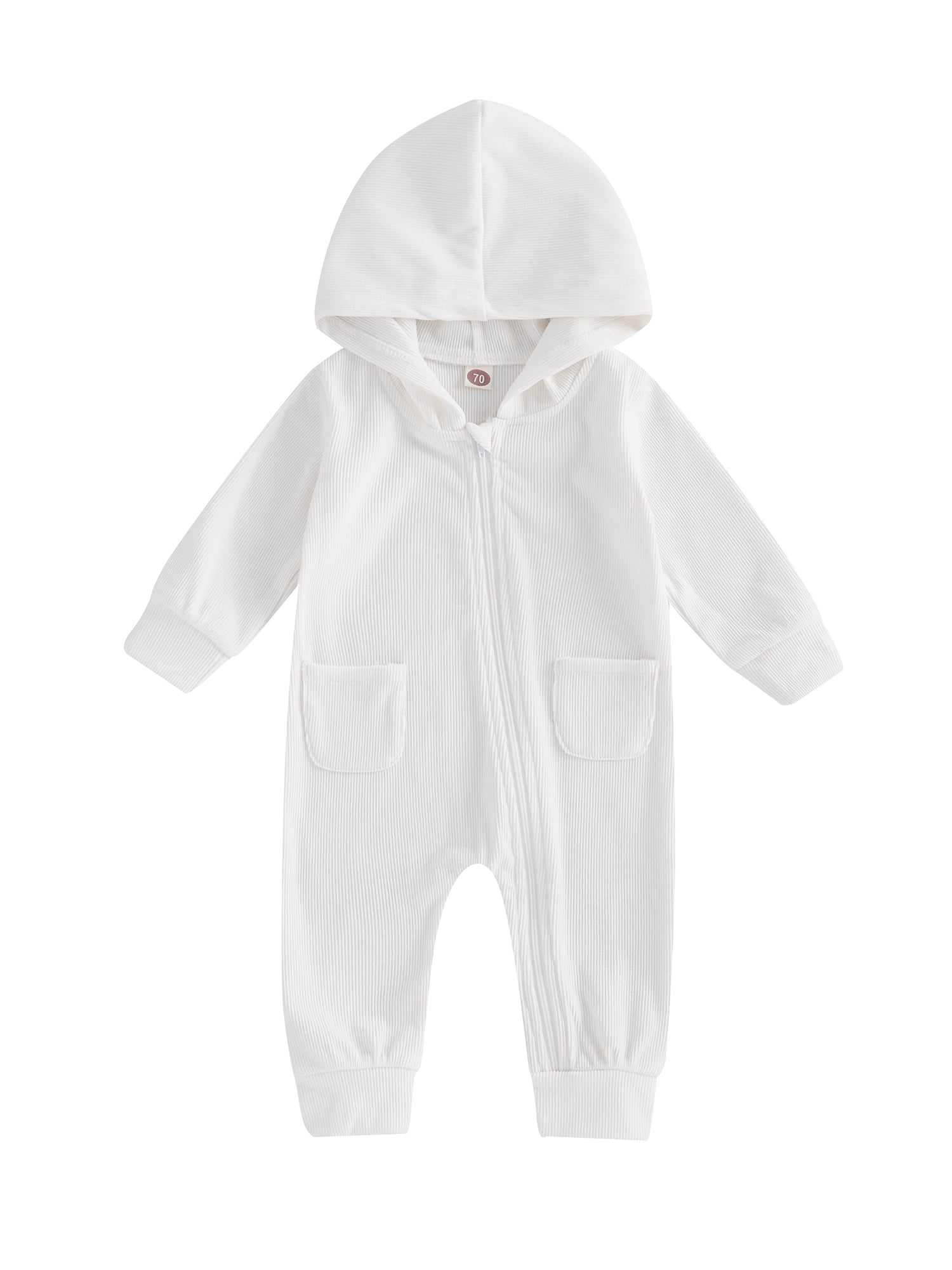 Shuttle tree Baby Jumpsuit Long Sleeve Hooded Solid Color Oblique ...