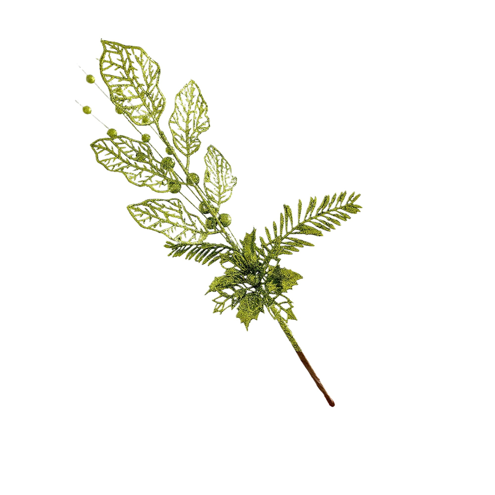 Shuttle tree Christmas Artificial Branches, Glitter Fake Flowers Leaves ...