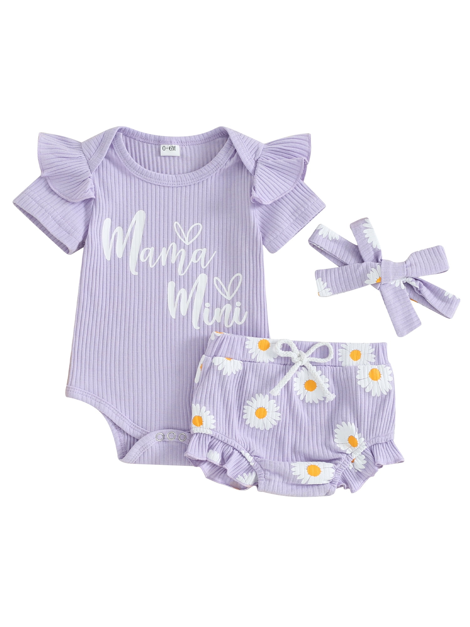 Shuttle tree Cutey Baby Girl Clothes Infant Summer Outfits Set Ruffle Short Sleeve Romper and ...