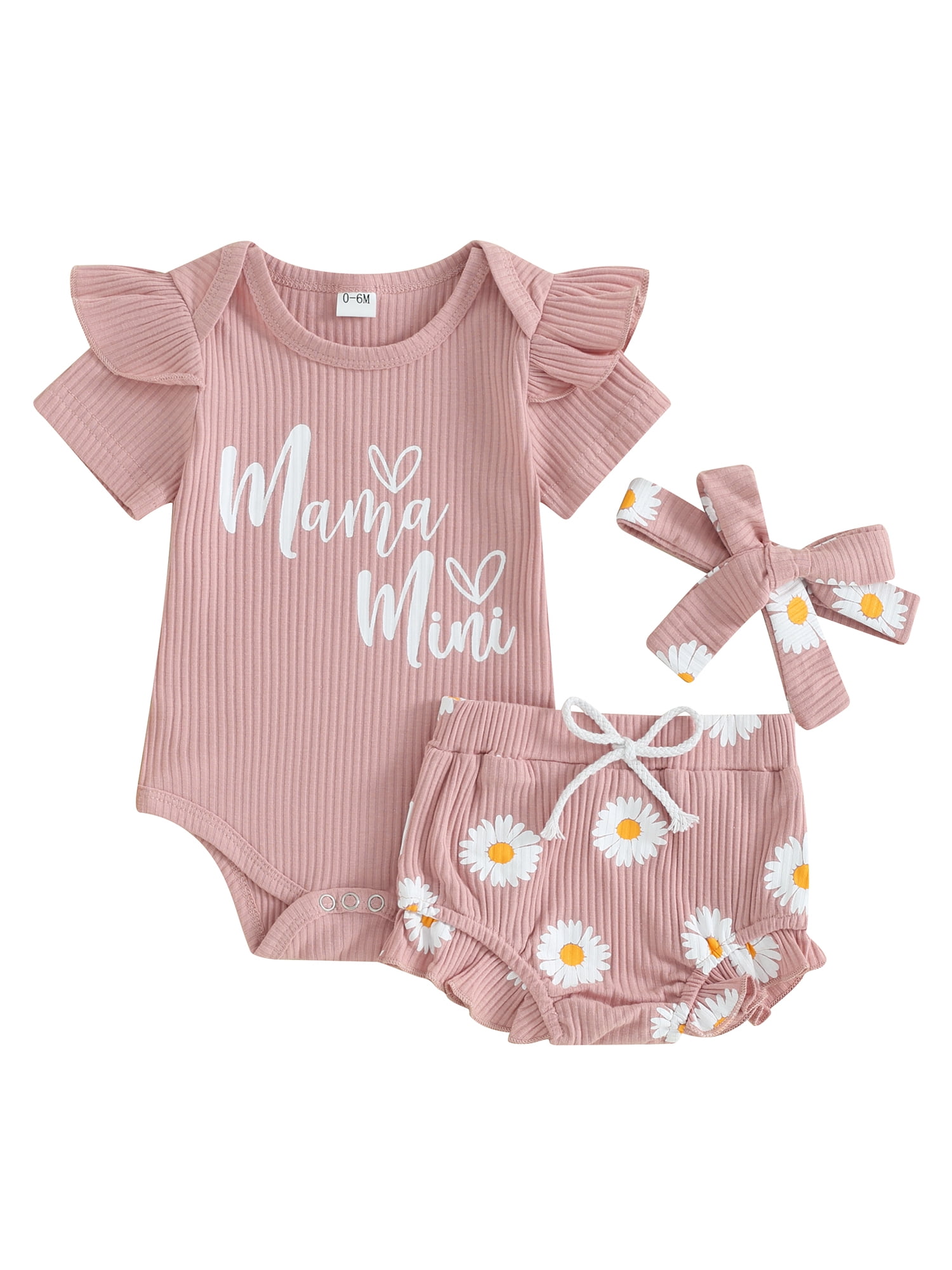 Shuttle tree Cutey Baby Girl Clothes Infant Summer Outfits Set Ruffle Short Sleeve Romper and ...