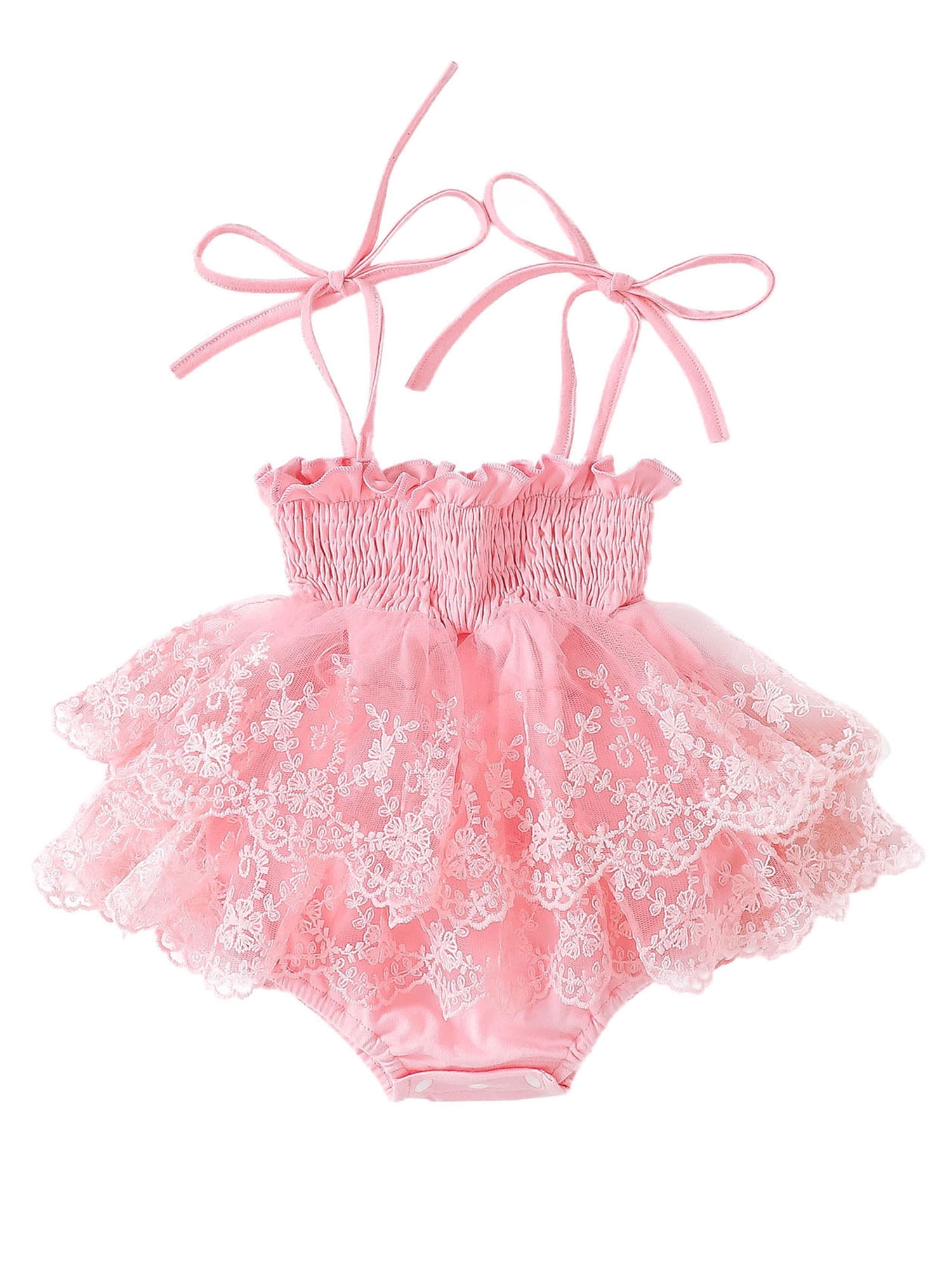 Shuttle tree Infant Toddler Baby Girl Romper Sleeveless Shirred Layered ...