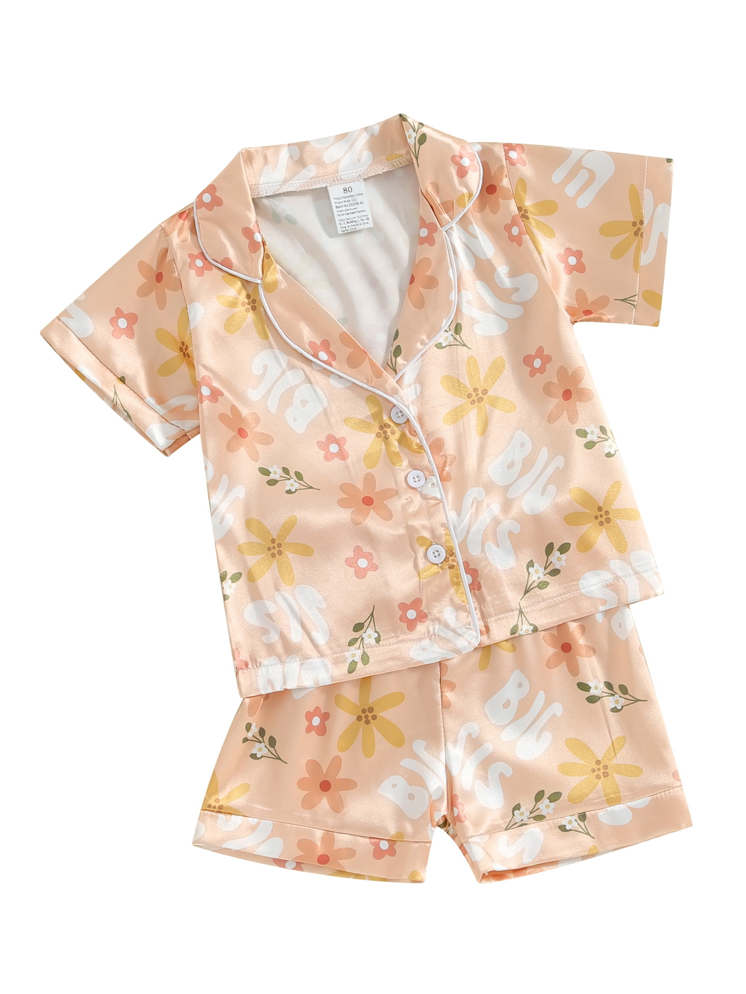 Shuttle tree Kids Girls Sister Matching Pajamas Set Flower Letter Print ...