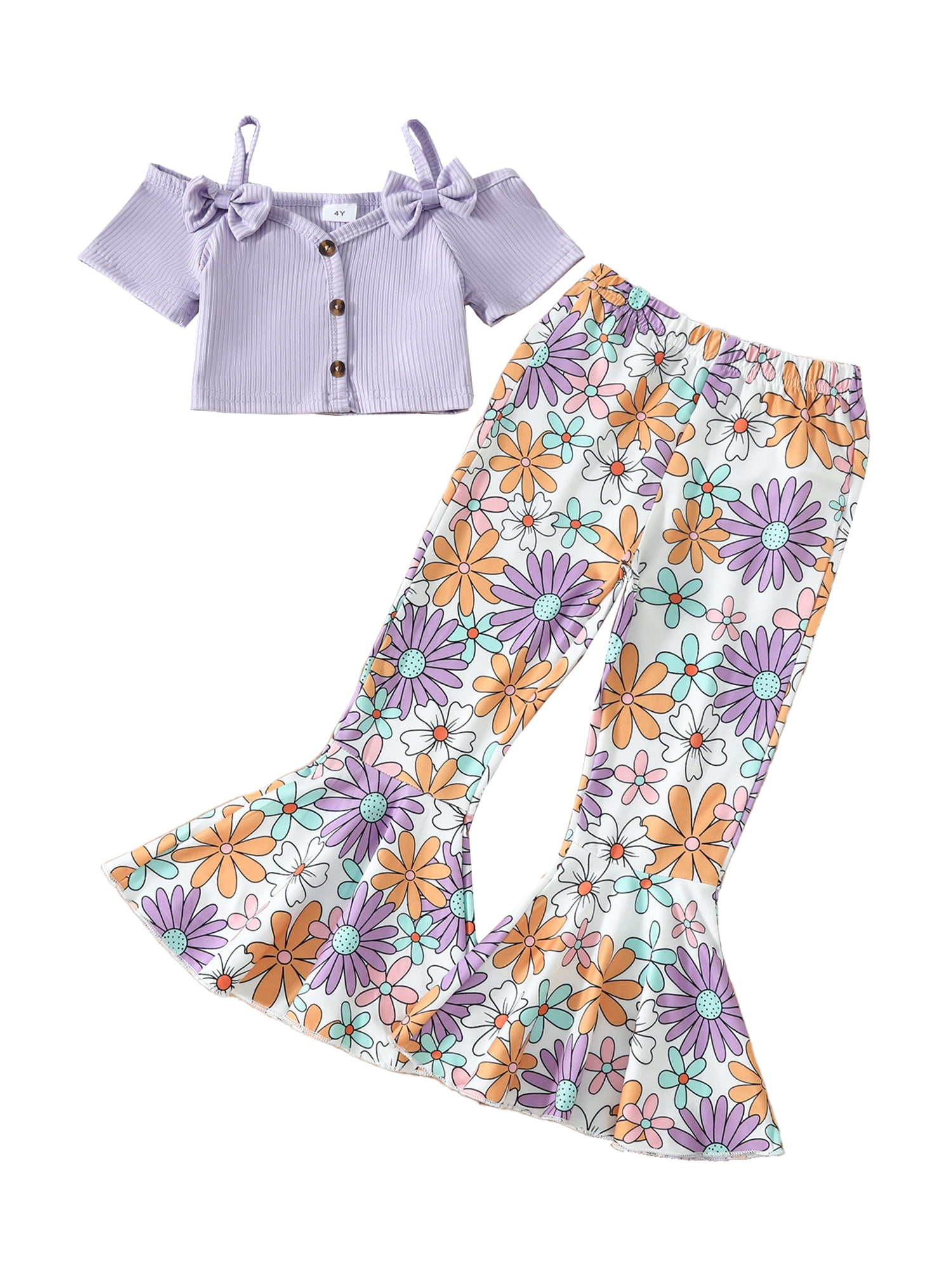 Shuttle tree Little Girls Summer Clothes Cold Shoulder Crop Tops with ...