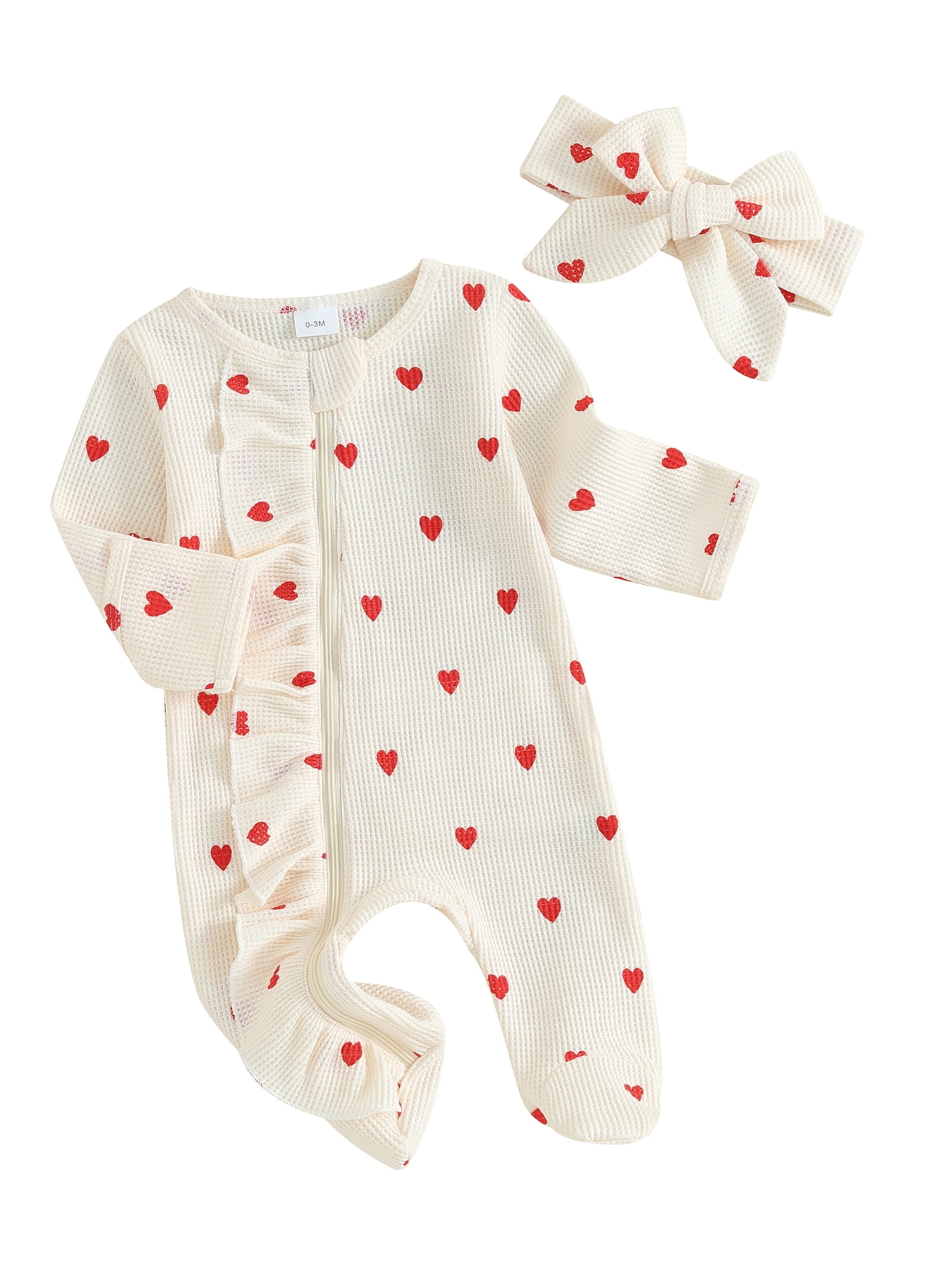 Shuttle tree My First Baby Girl Valentines Day Outfit Ruffle Romper Newborn Coming Home Outfit ...