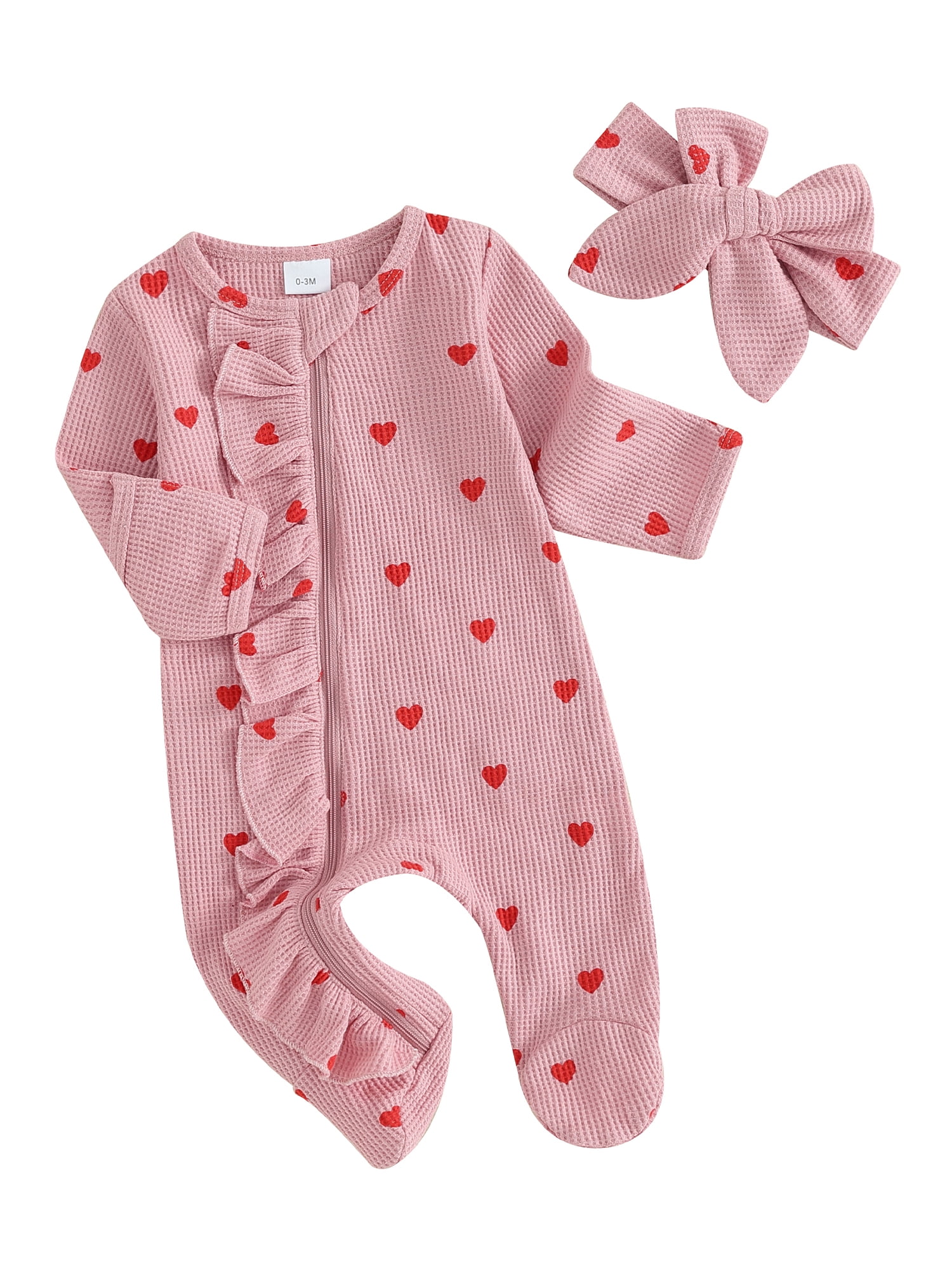 Shuttle tree My First Baby Girl Valentines Day Outfit Ruffle Romper Newborn Coming Home Outfit ...