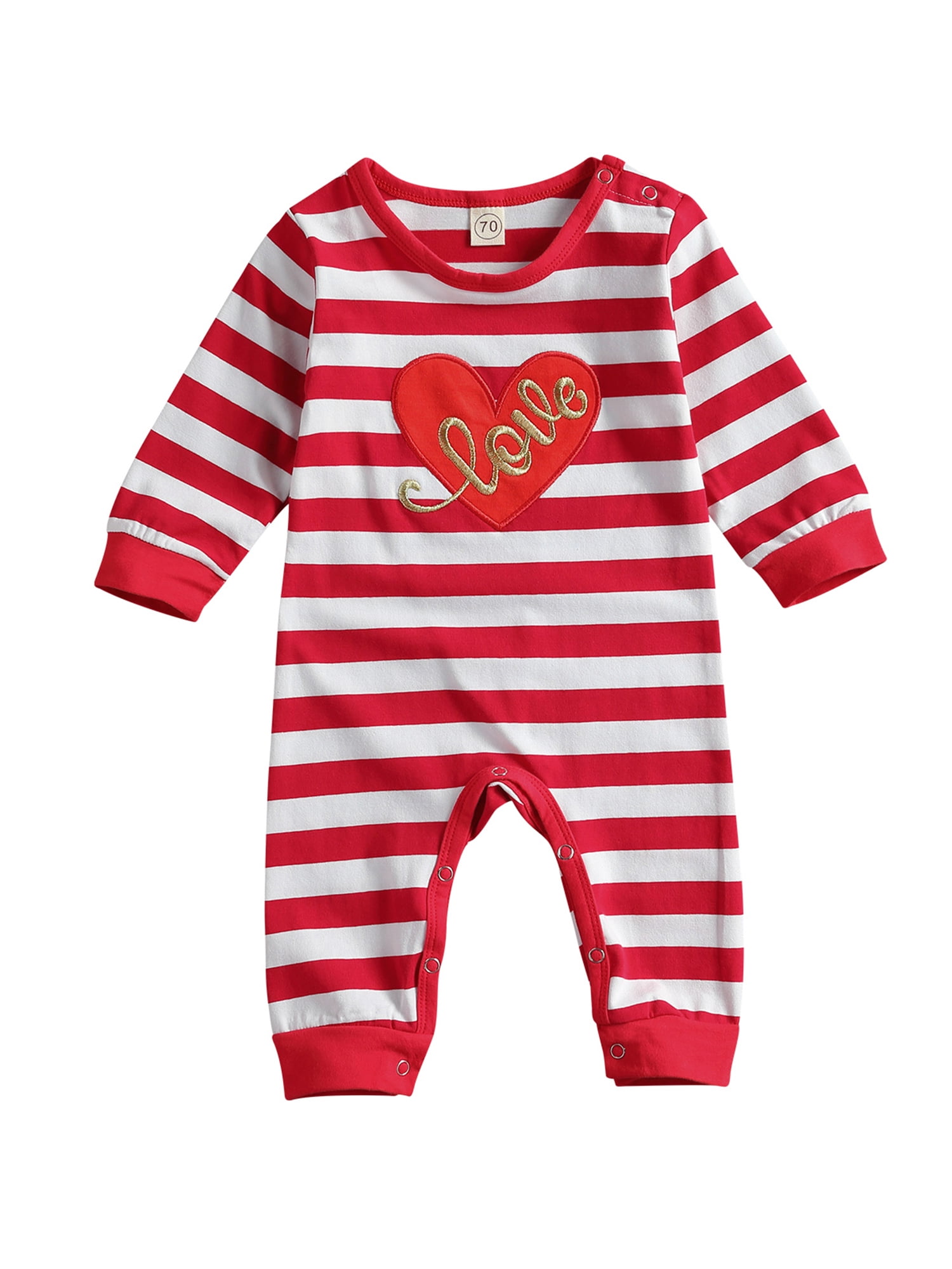 Shuttle tree My First Valentine 's Day Newborn Baby Girl Boy Striped Jumpsuit One Piece Outfit ...