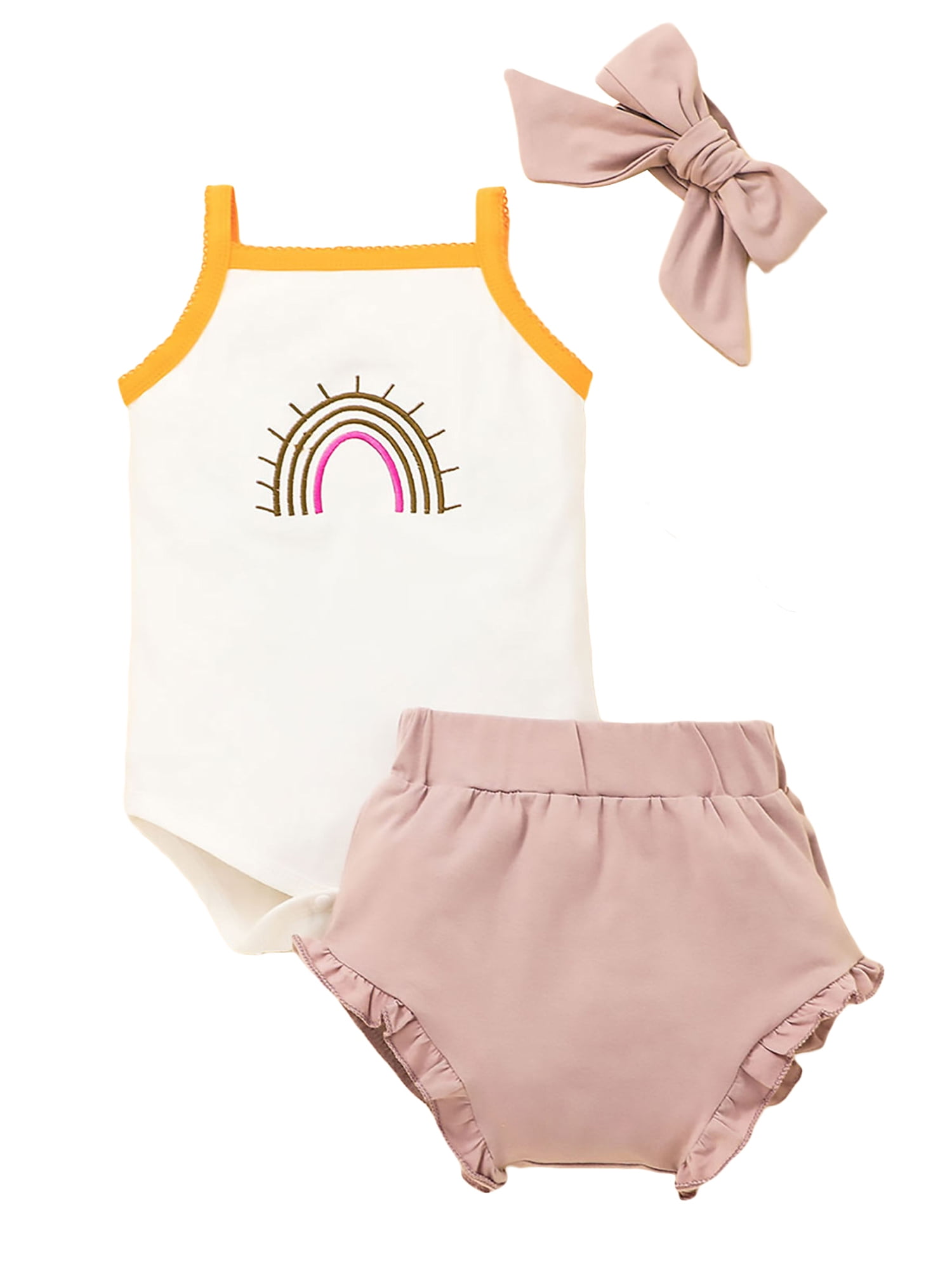 Shuttle tree Newborn Baby Girl Clothes Cotton Infant Romper Headband Shorts Play Wear Summer ...