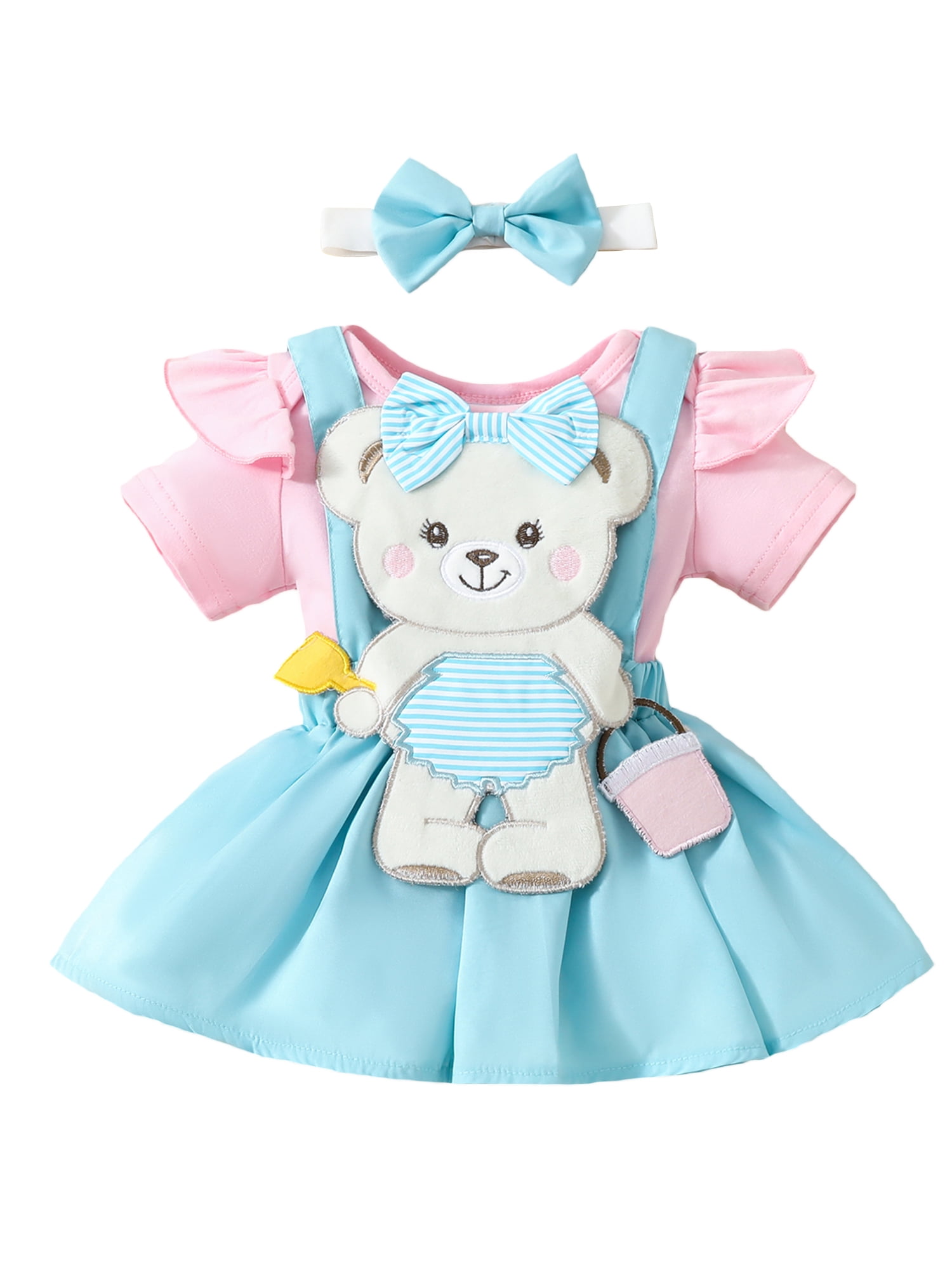 Shuttle tree Newborn Baby Girl Clothes Long Sleeve Ruffle Romper Top Infant Skirt Set Little ...