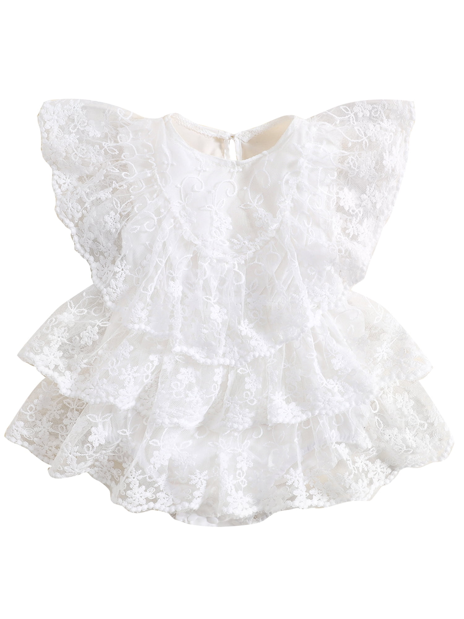 Shuttle tree Newborn Baby Girl Lace Romper Dress Floral Embroidered Ruffle Bodysuit Princess ...