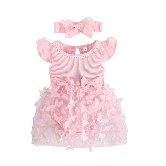 Shuttle tree Newborn Baby Girl Romper Dress Summer Ruffle Sleeve Butterfly Princess Tutu Dress ...