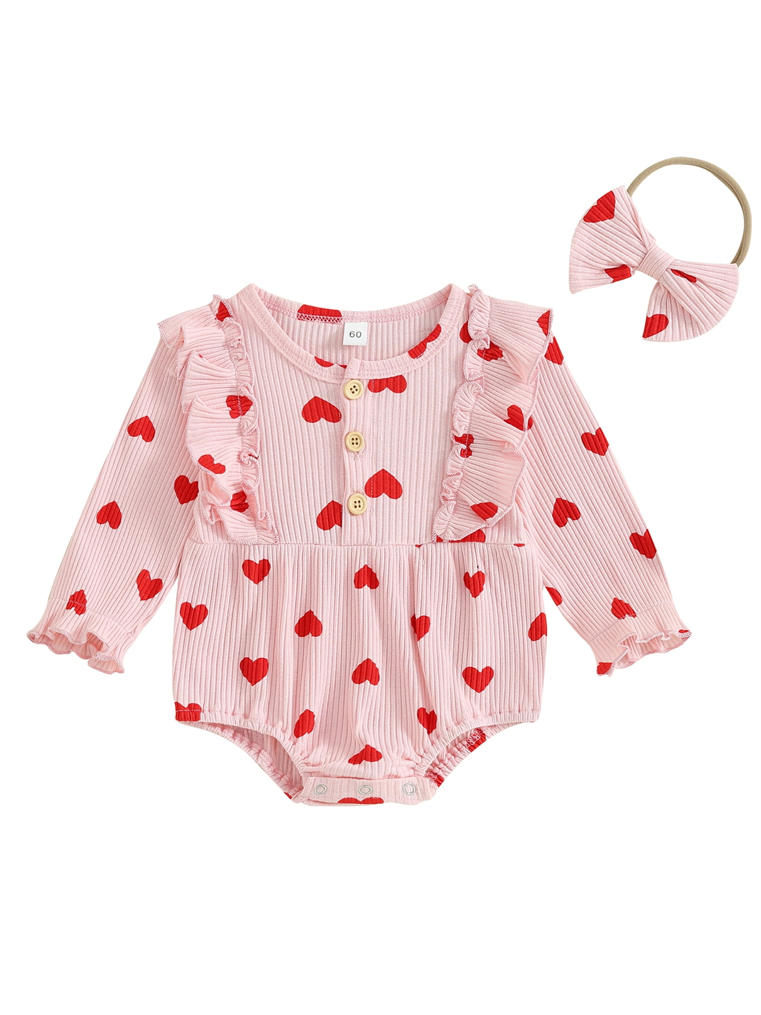 Shuttle tree Newborn Baby Girls Romper Hearts Print Long Sleeve Bodysuits Infant Summer Clothes ...