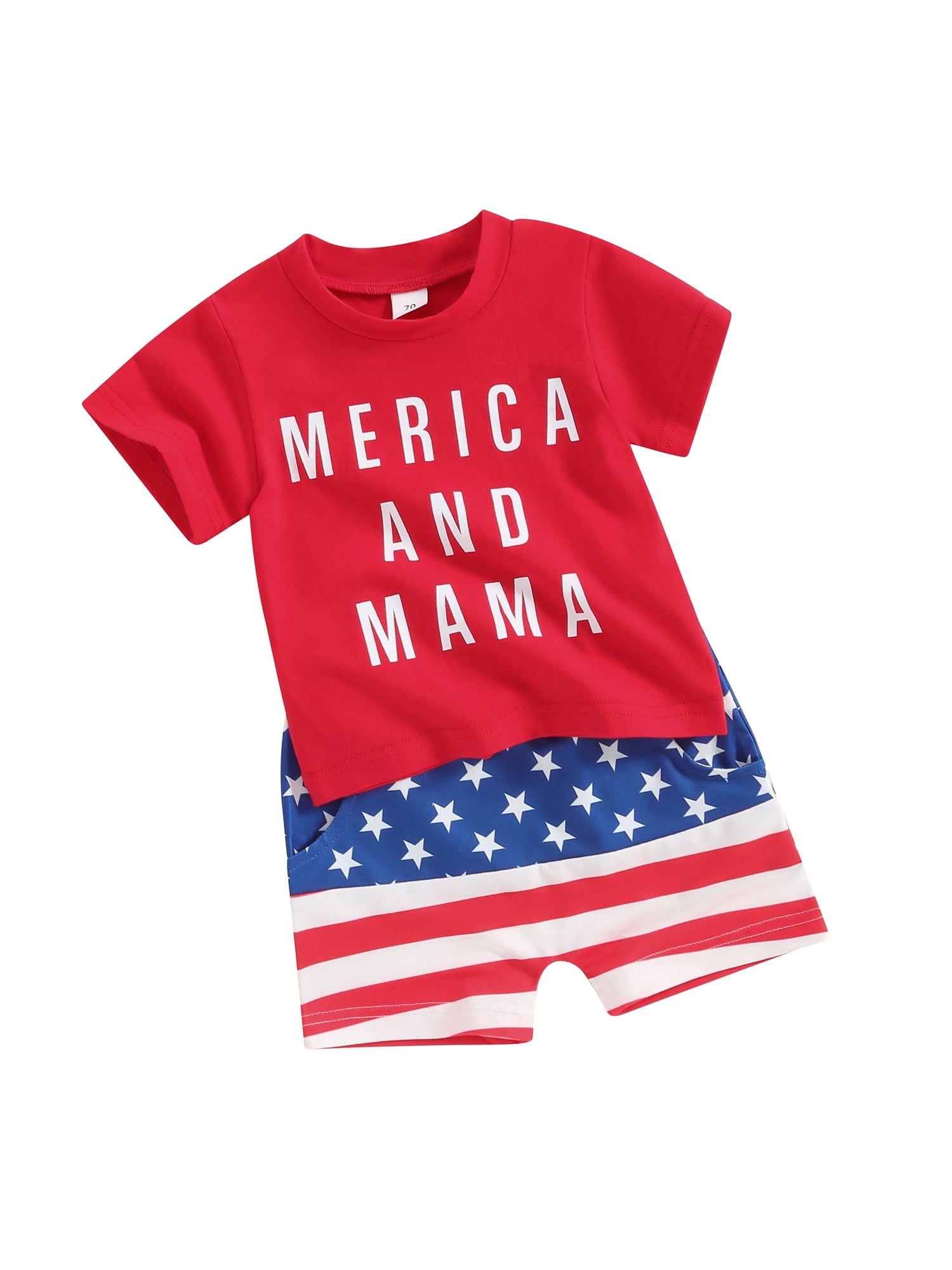 Shuttle tree Toddler Baby Boys Independence Day Clothes Letter Print T Shirts and Stars Stripe ...