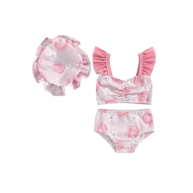 Shuttle tree Toddler Baby Girl 2-Piece Bikini Swimsuit with Hat ...