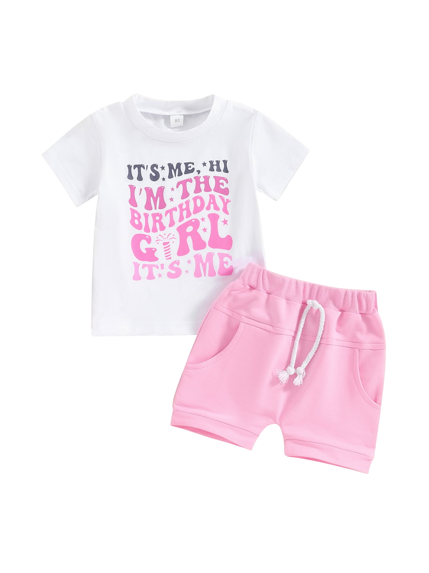 Shuttle tree Toddler Baby Girl Boy Birthday Outfits Letter Print T-shirt + Shorts Cute Summer ...