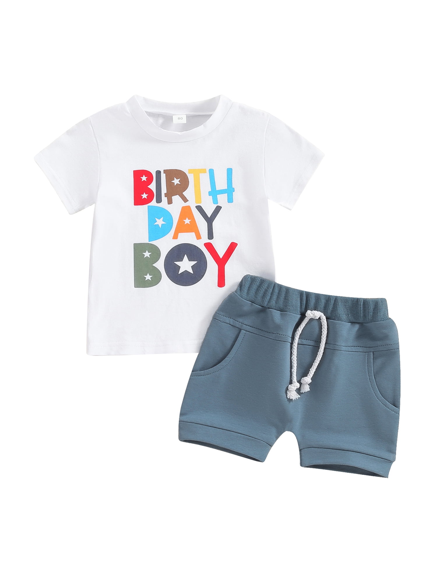 Shuttle tree Toddler Baby Girl Boy Birthday Outfits Letter Print T-shirt + Shorts Cute Summer ...