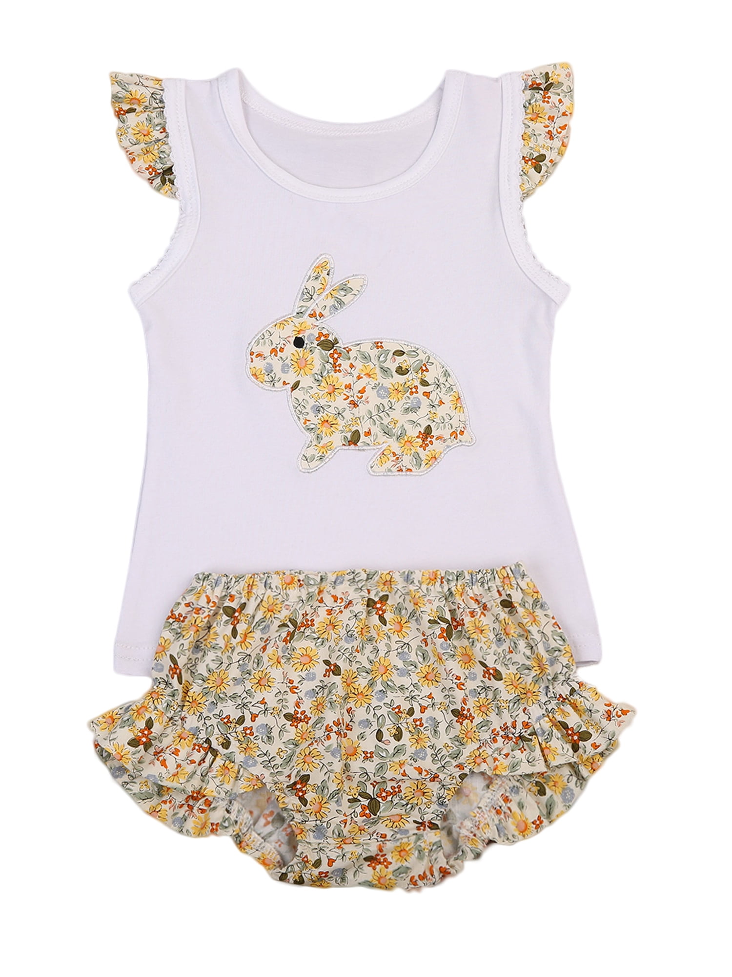 Shuttle tree Toddler Baby Girl Easter Clothes Floral Bunny Tank Tops Shorts Summer Outfits Set ...