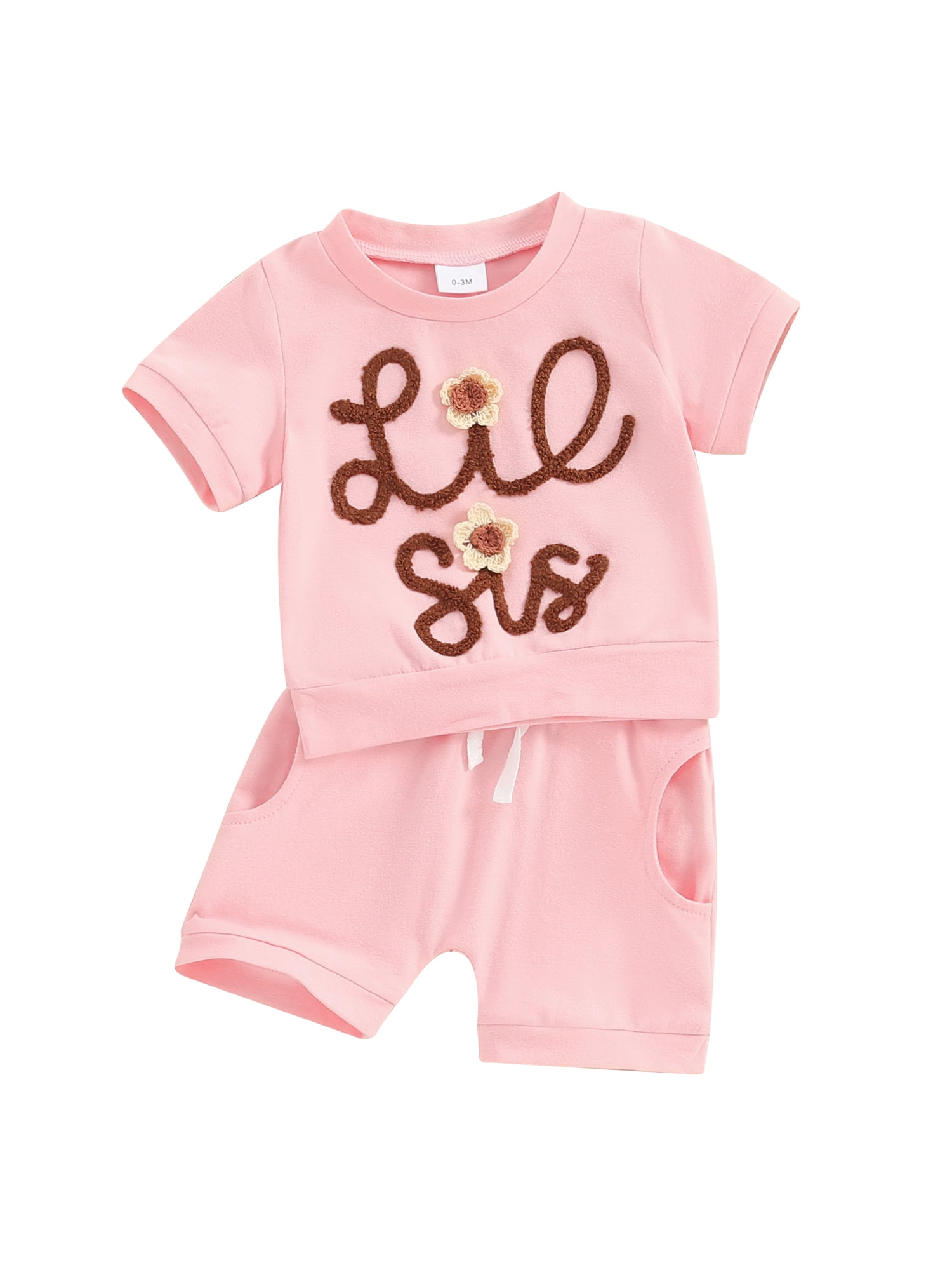 Shuttle tree Toddler Baby Girl Sister Matching Clothes Letter Floral Embroidery T Shirt Tops ...